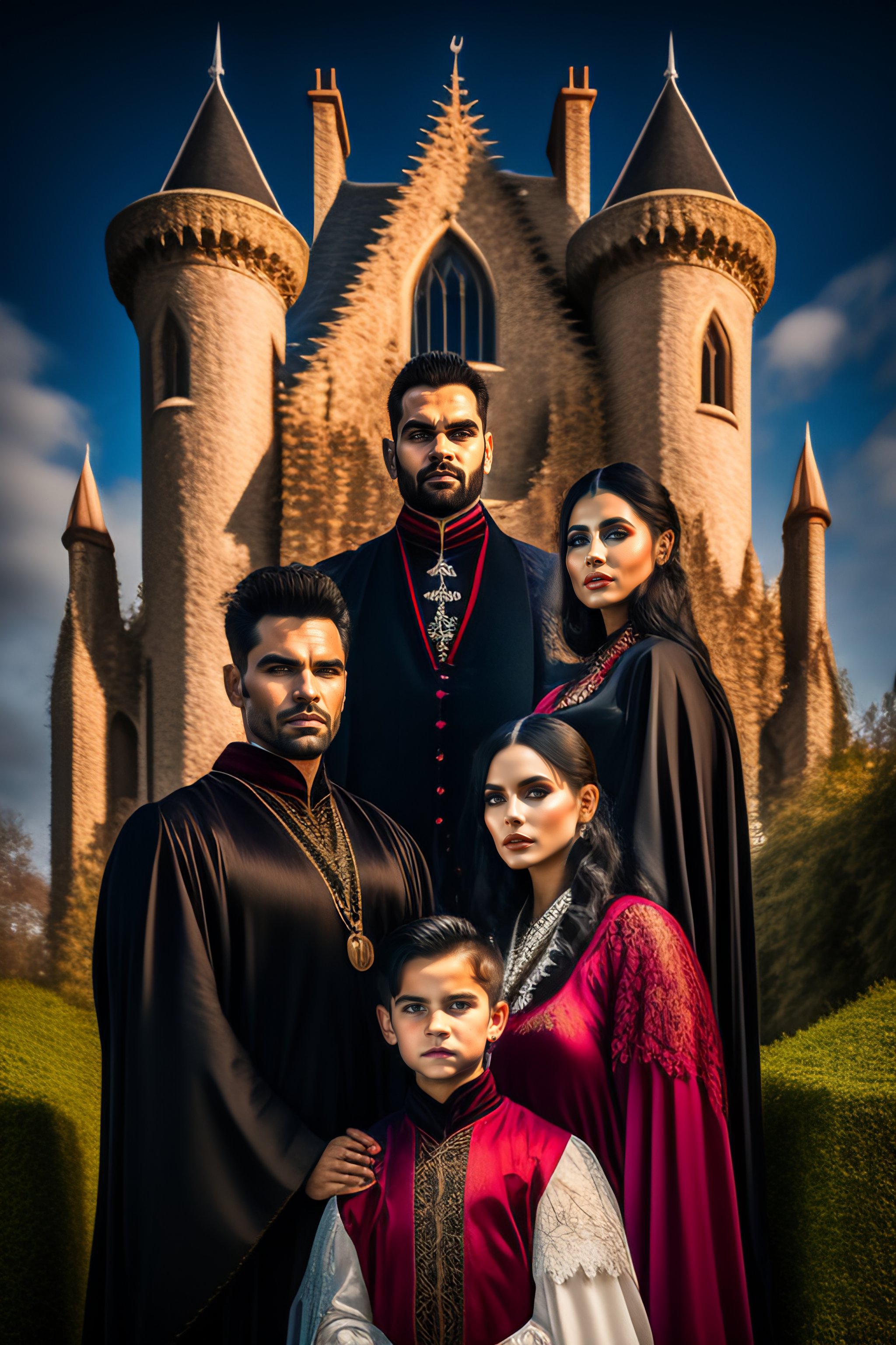 Lexica - Vampire family portrait, full body, tapestry, sculpture ...