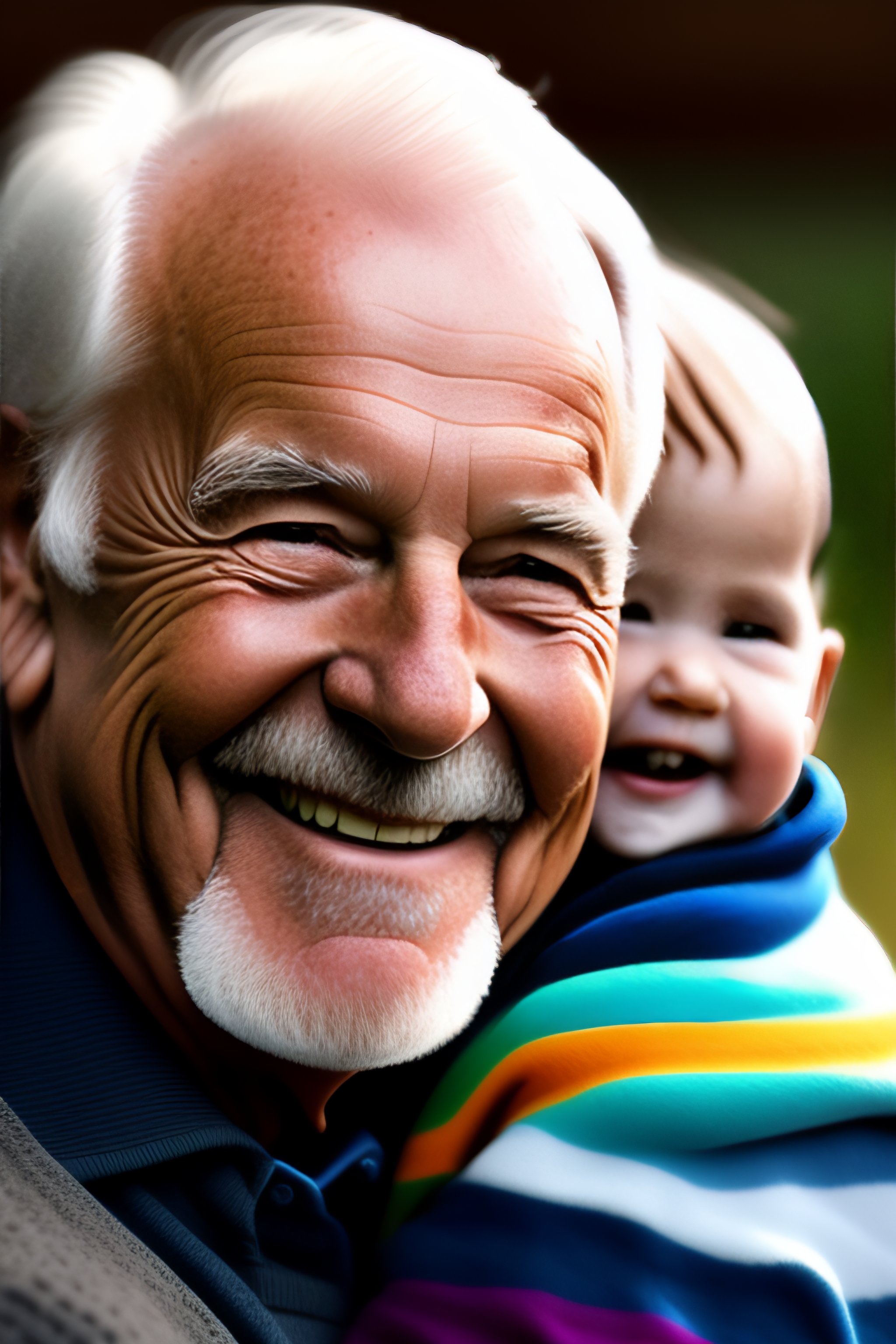 Lexica - Old man and a baby hand on hand smiling to each other