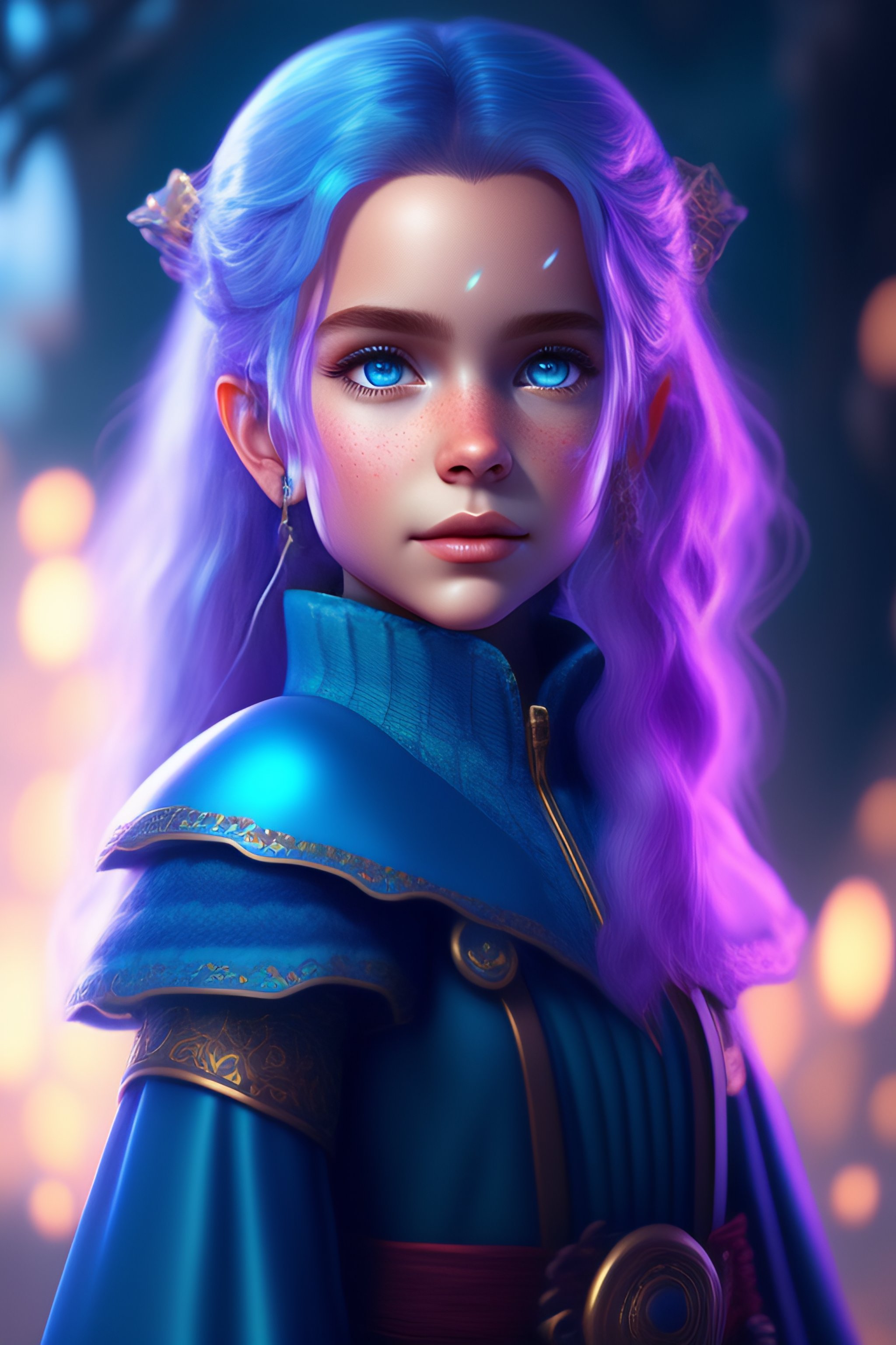 Lexica - Little blue girl Pixie stormblessed fantasy art 4k