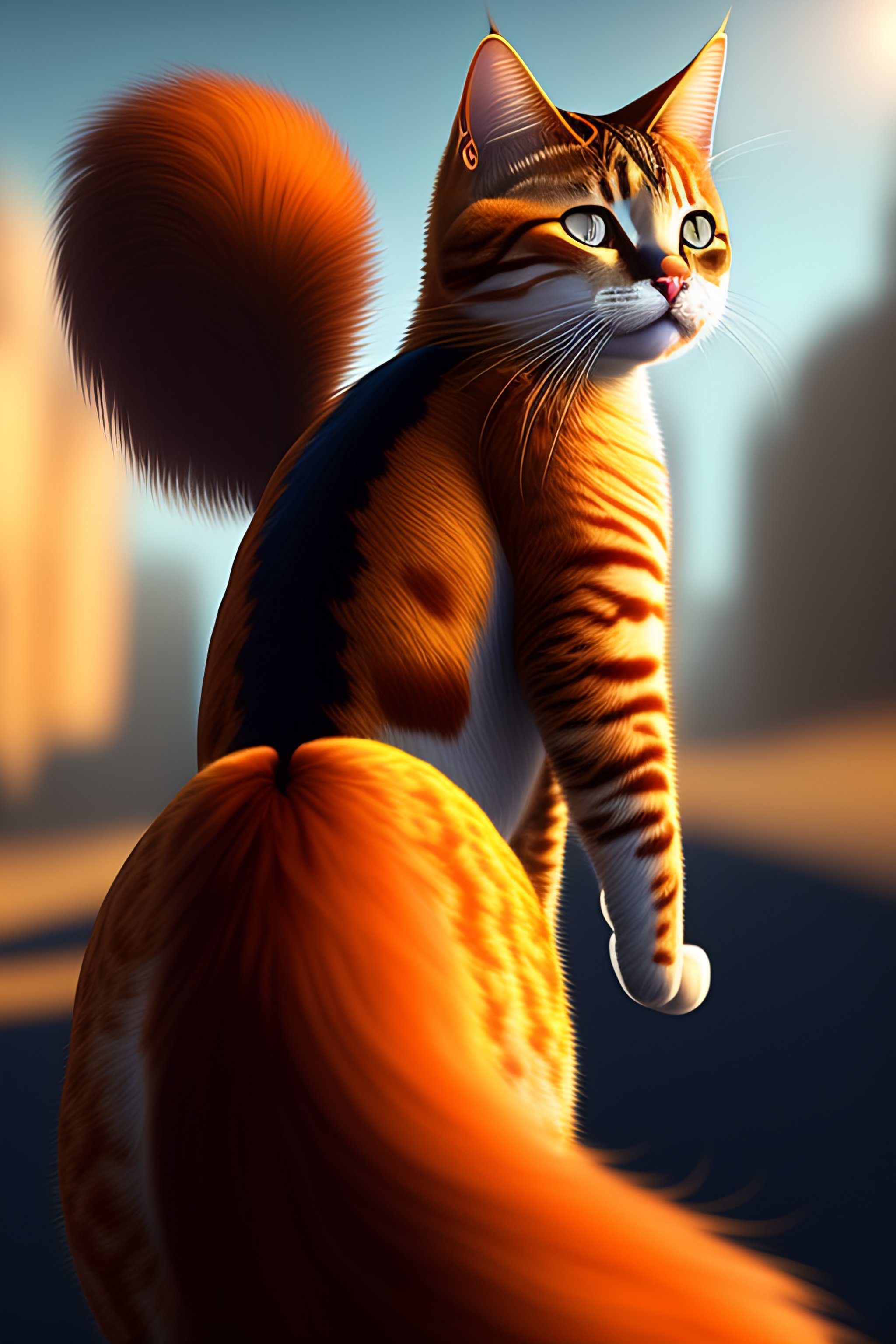 Lexica - A cat, viewed from behind, tail up. pixel art