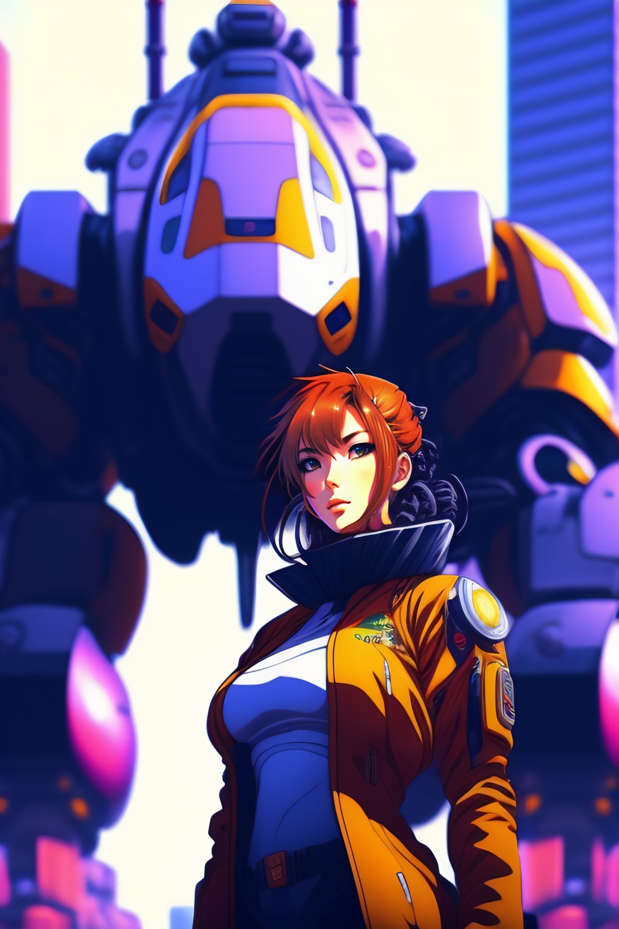Lexica - A woman standing next to a giant robot, concept art by ...