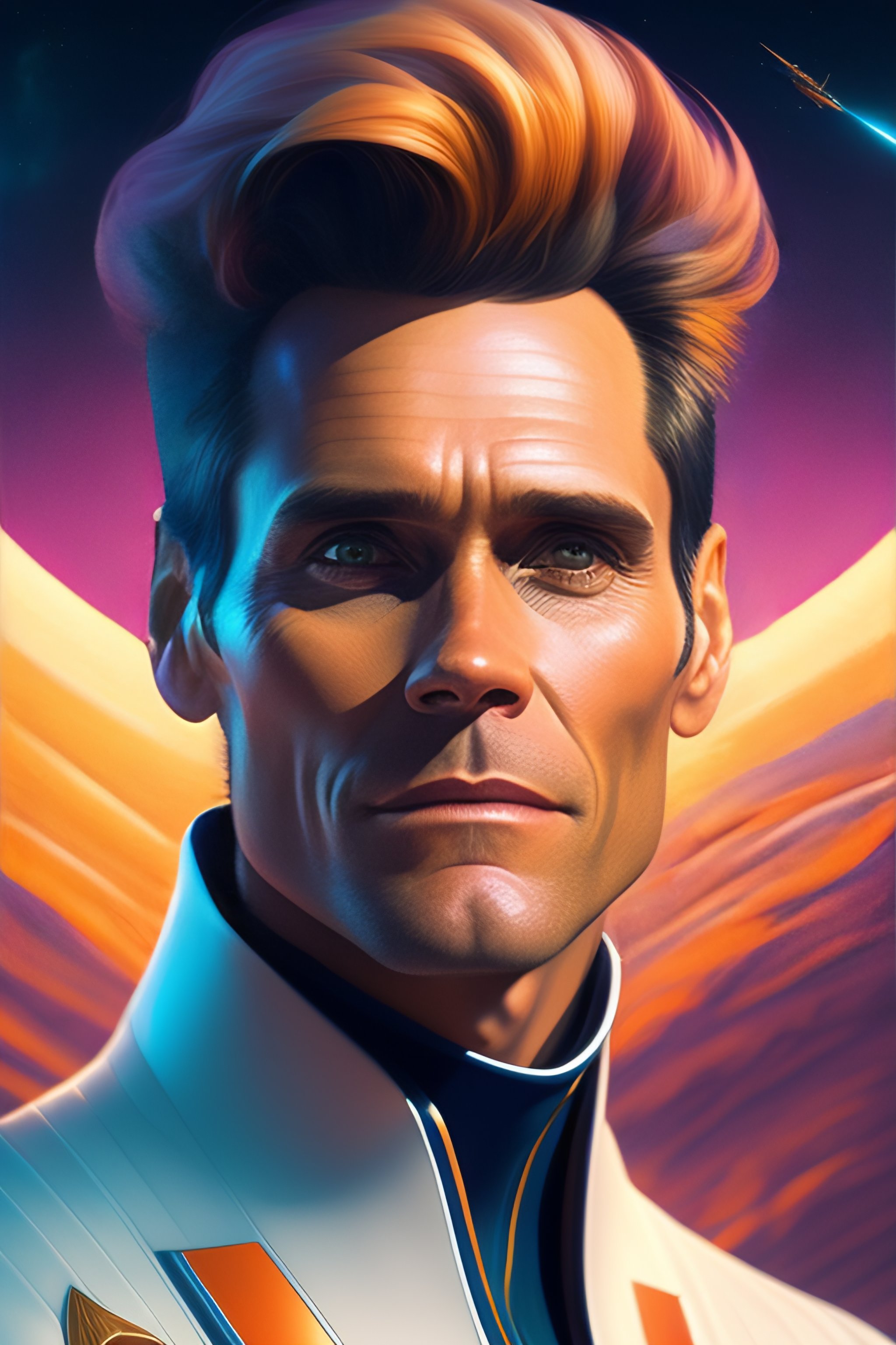 Lexica - Portrait of jim carrey in a desolate space colony, by Anna ...