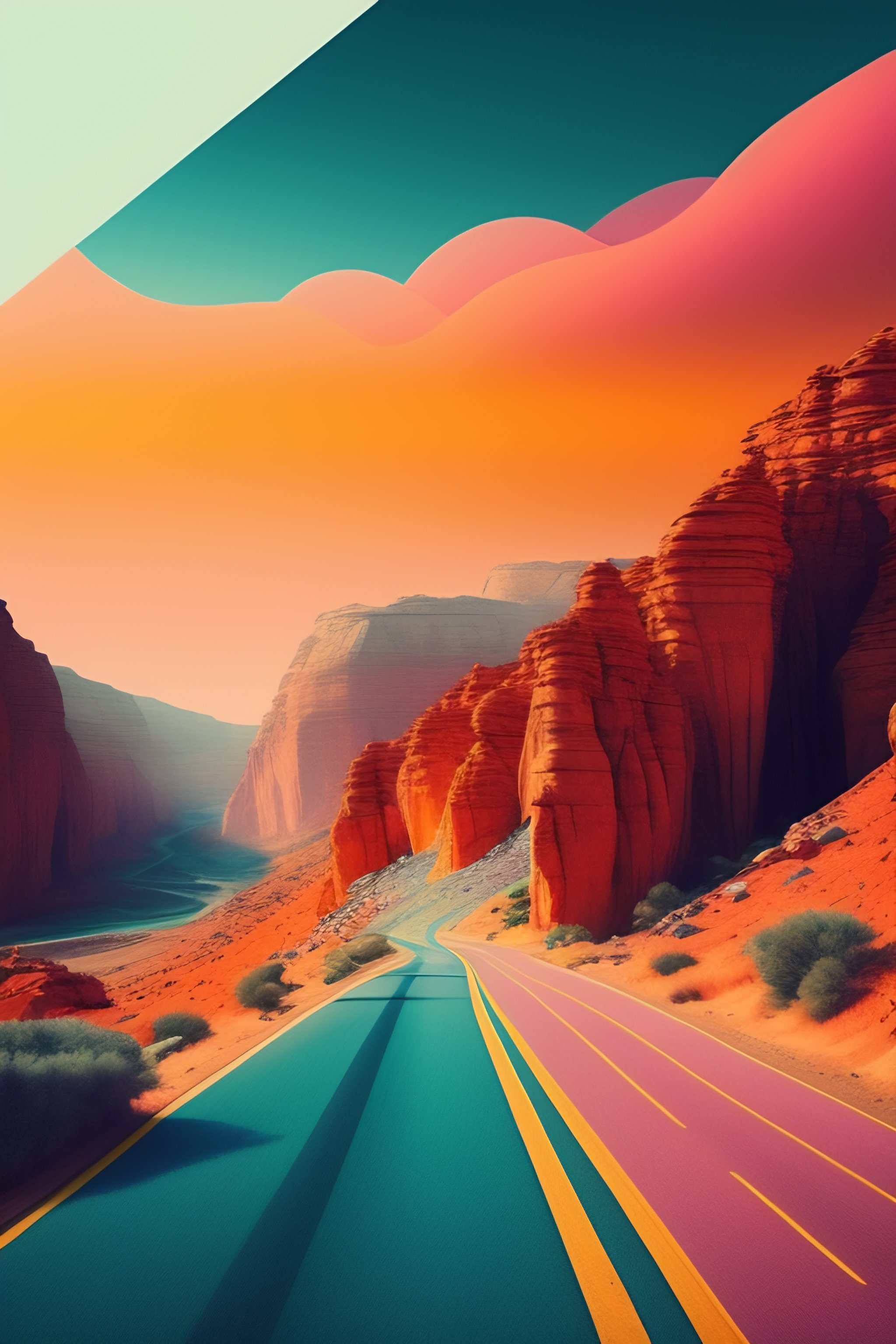 Lexica - A cute road. Wes Anderson inspiration colors