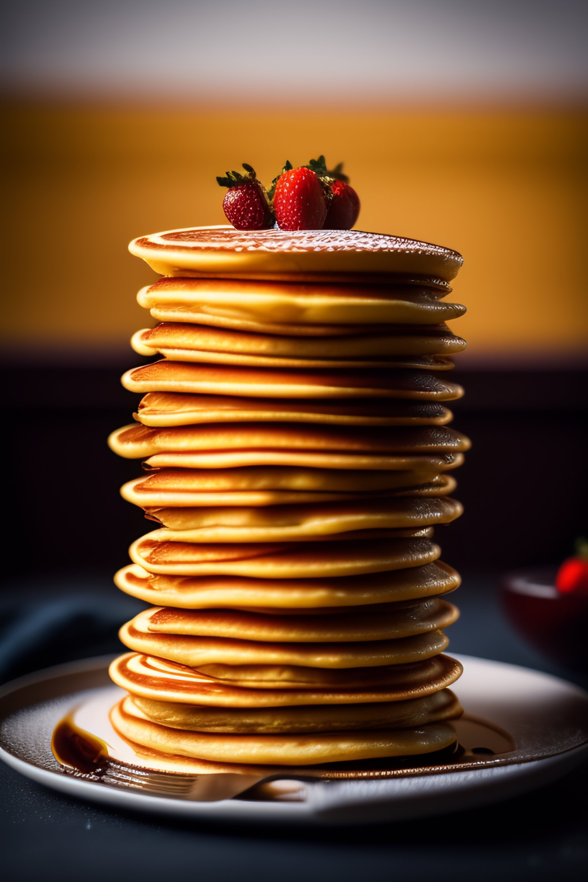 Lexica - A photo of a very tall stack of pancakes, xf iq 4, 1 5 0 mp, 5 0 mm, f 1. 4, iso 2 0 0 ...