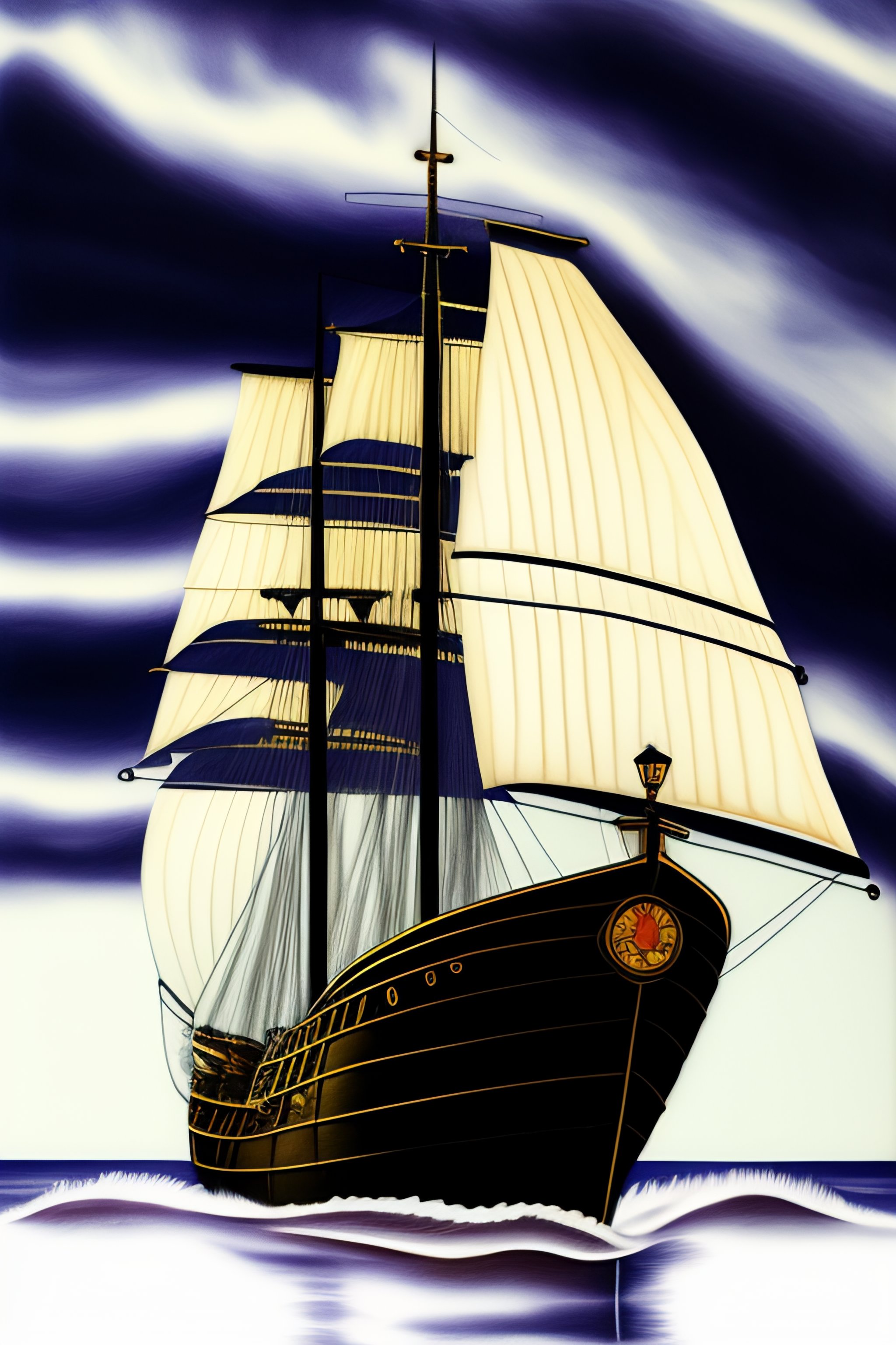 Lexica - A sketch of a ship in a dark stormy night with thunderstorm ...