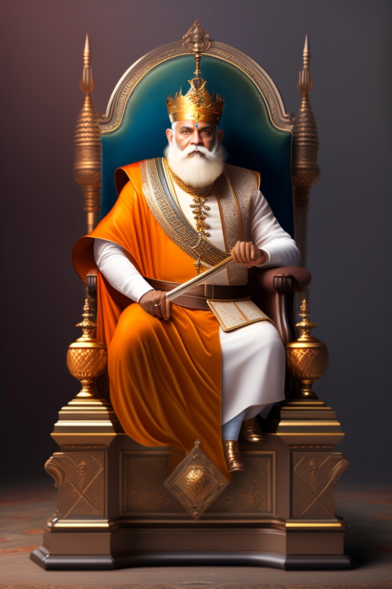 Lexica - Narendra modi as a medieval king on a golden throne with a ...