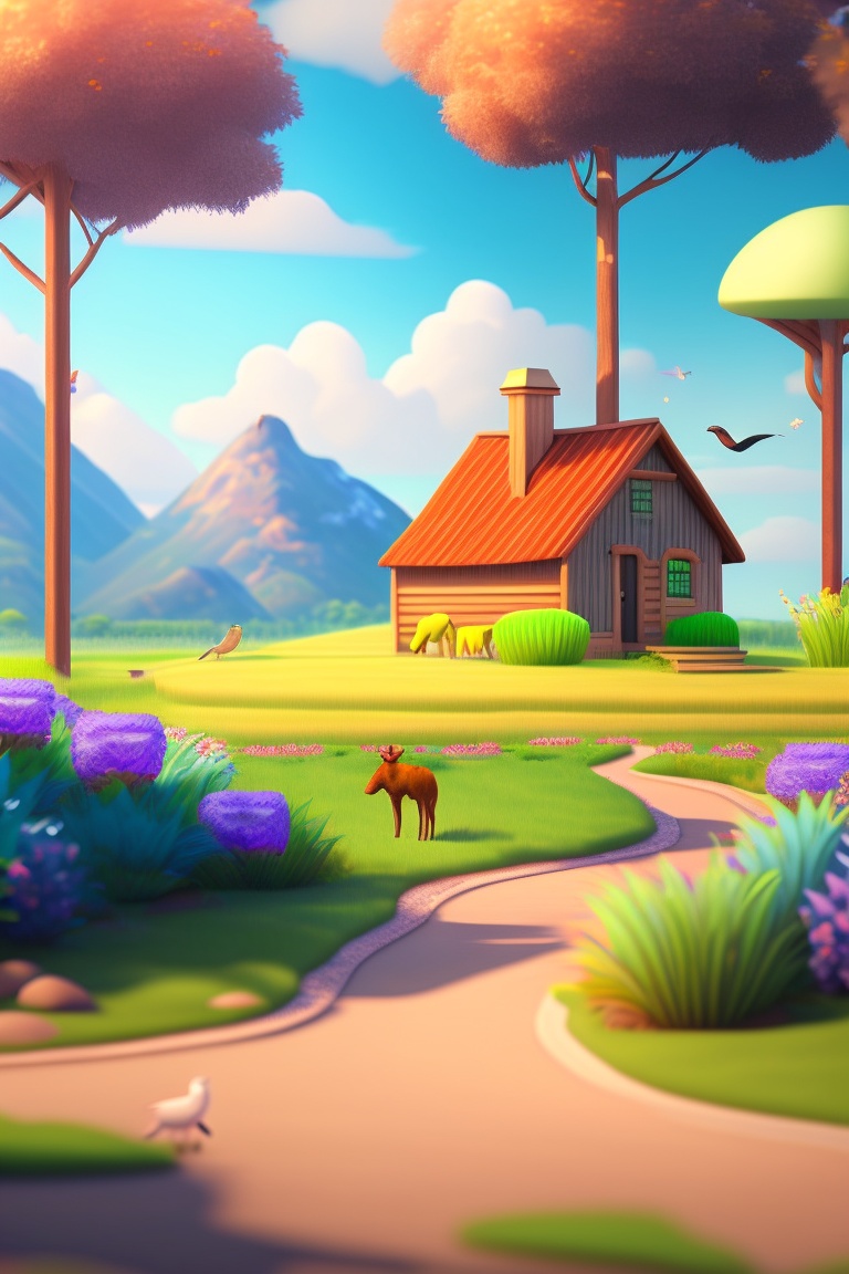Lexica - Animated background rural area with animals, maximum quality ...