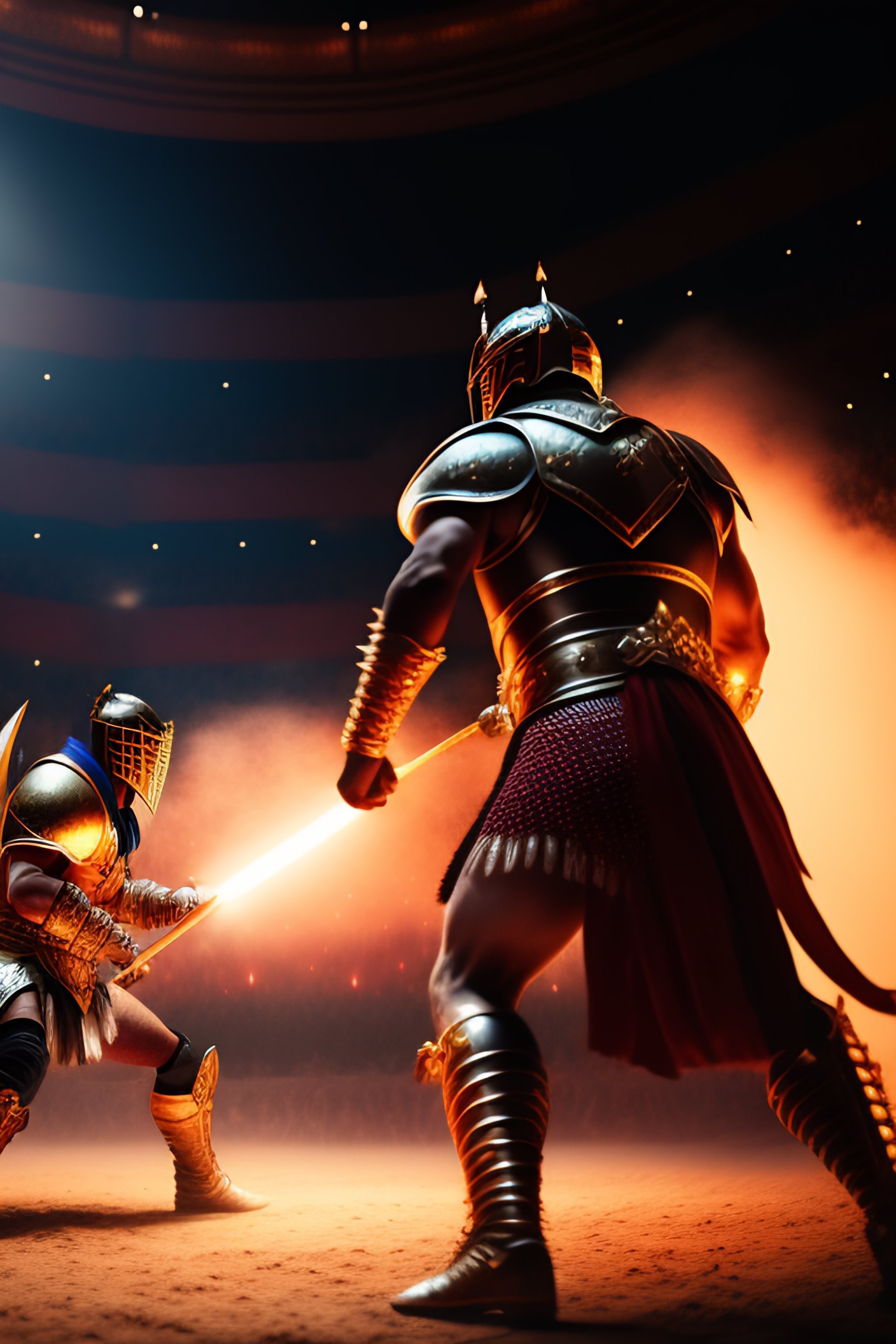 Lexica - Action shot of Gladiator fighting in an arena, cinematic ...