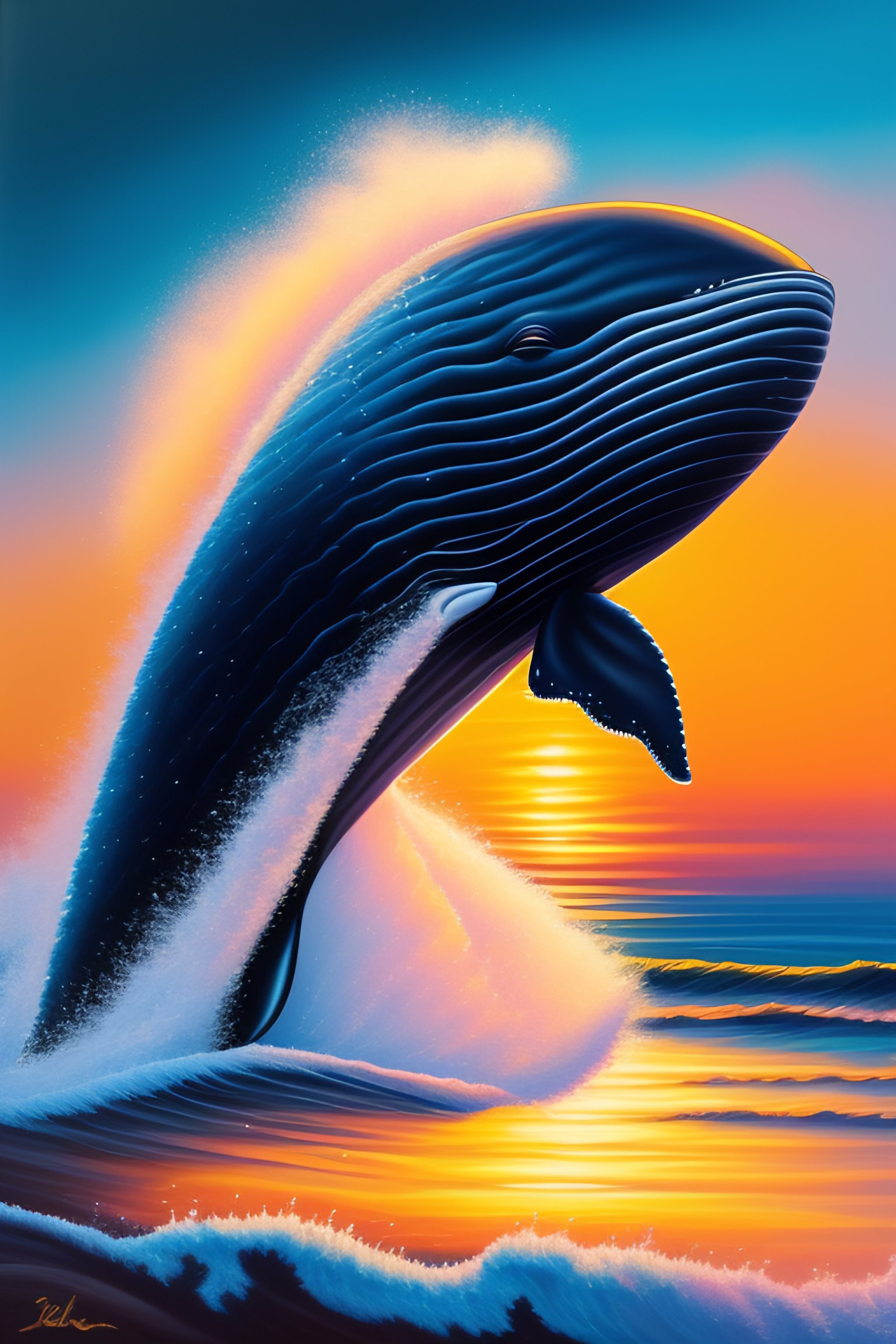 Whale Breaching Sunset