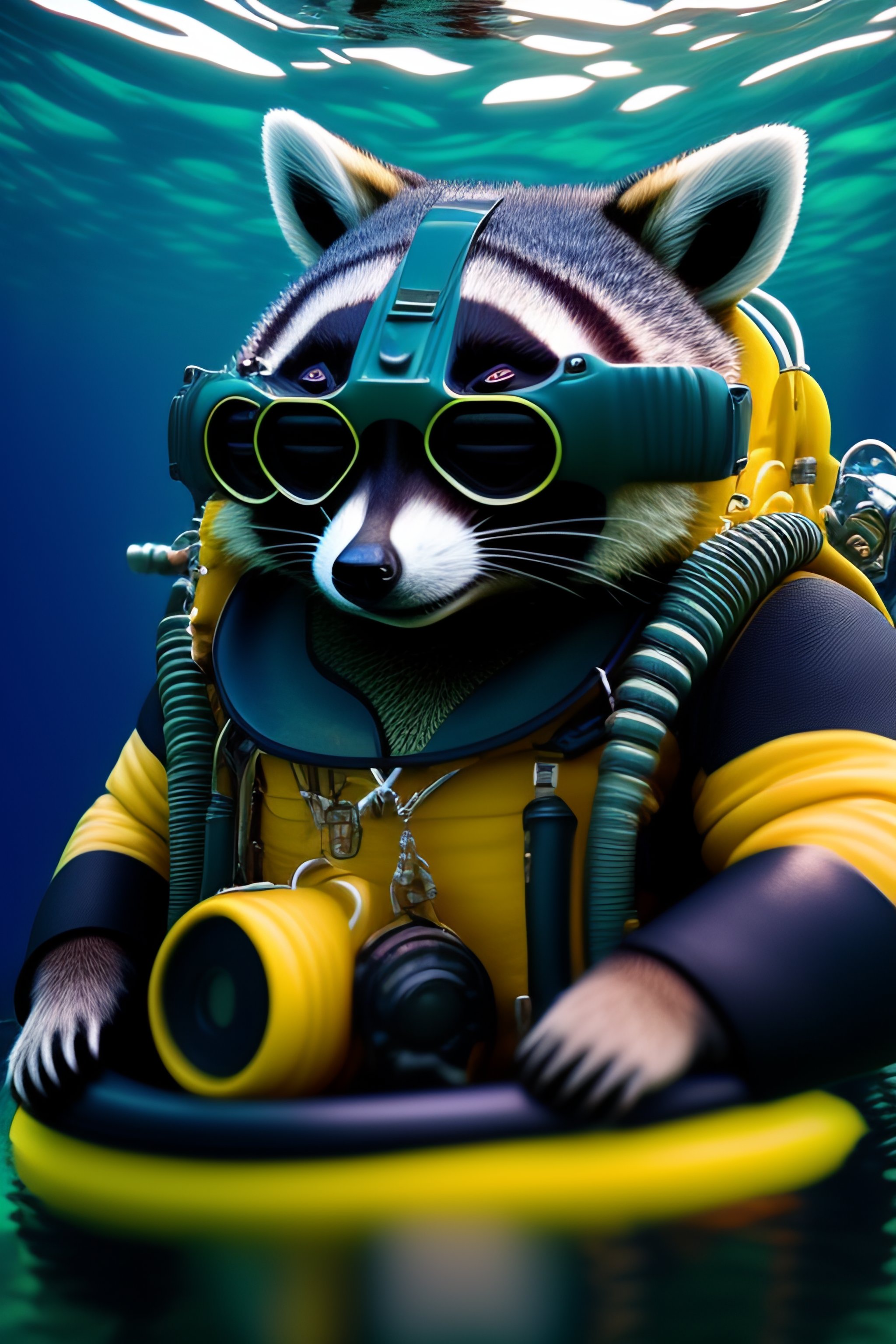 Lexica - Crazy raccoon in a diving suit