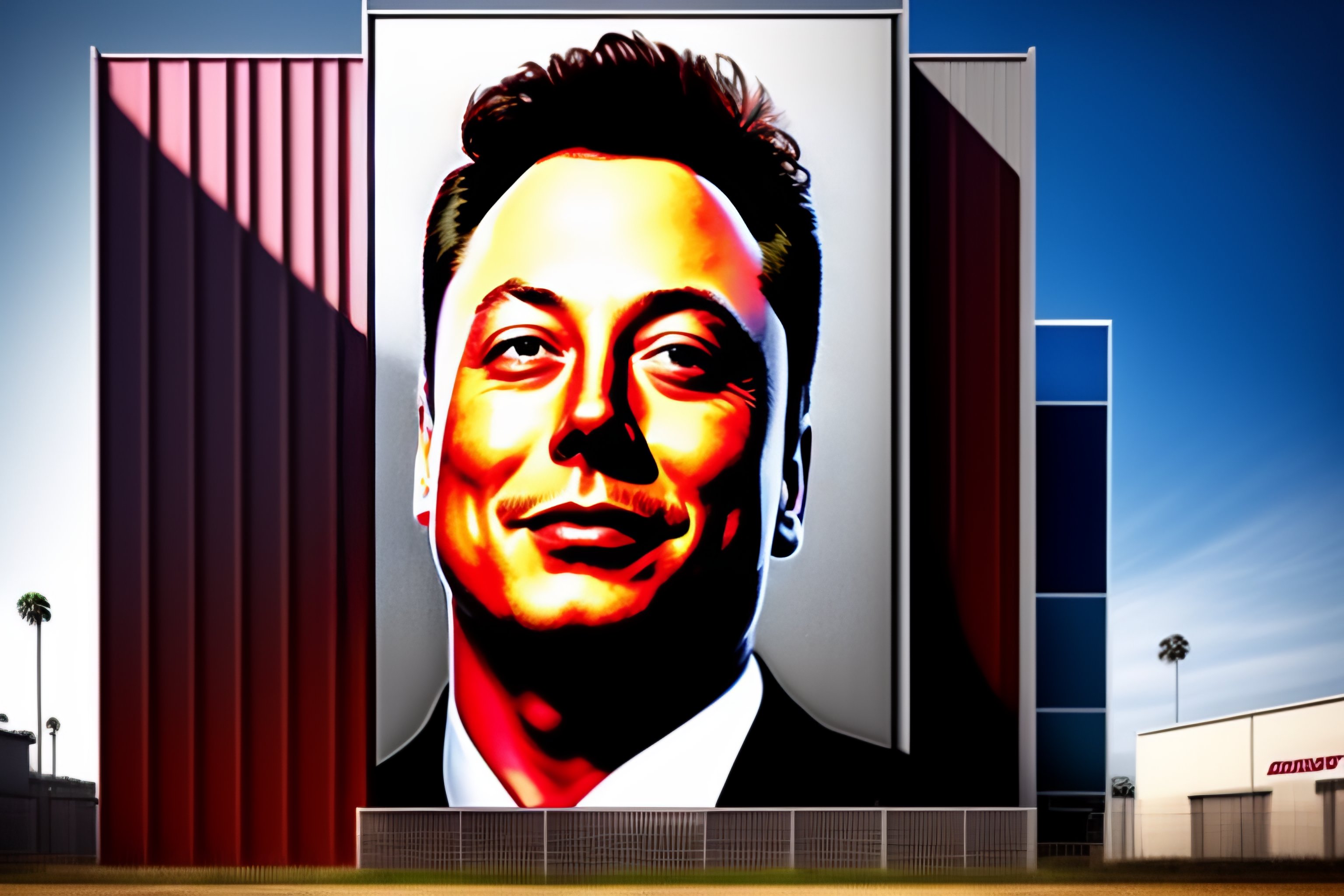 Lexica - Highly detailed Gaint Elon Musk with one leg on a building