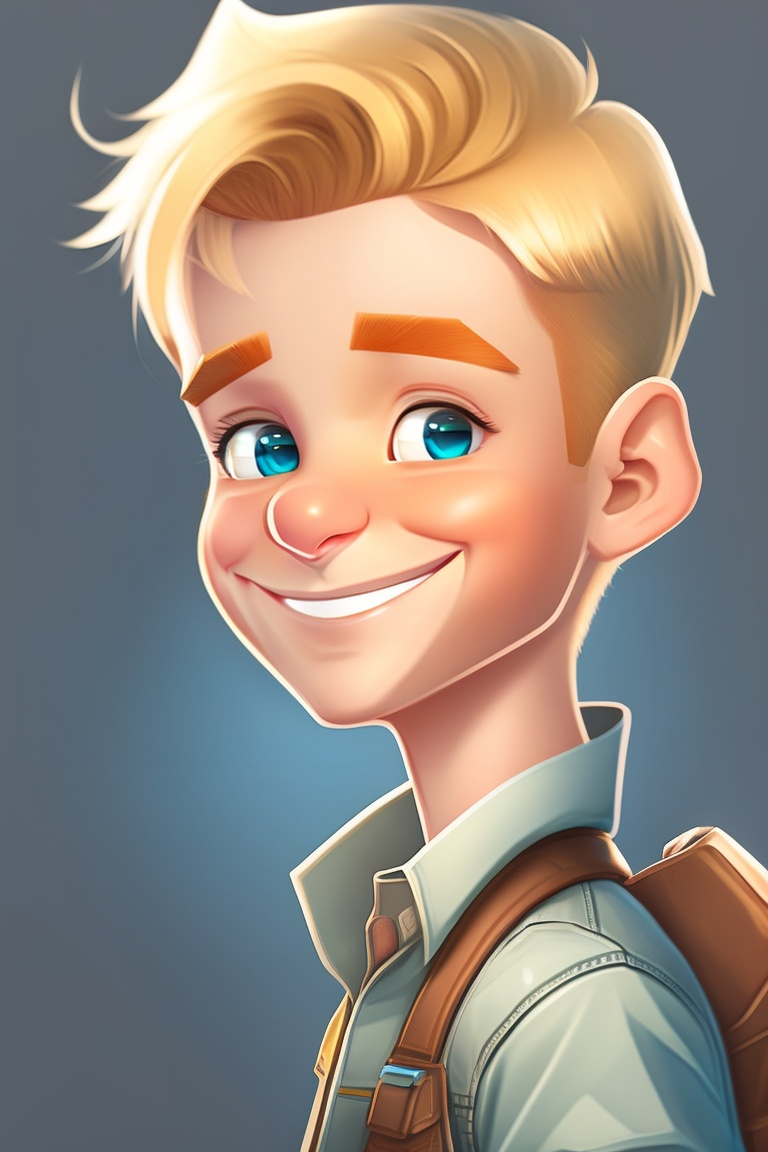 Lexica - A short, smiling blond boy ART style Cartoon