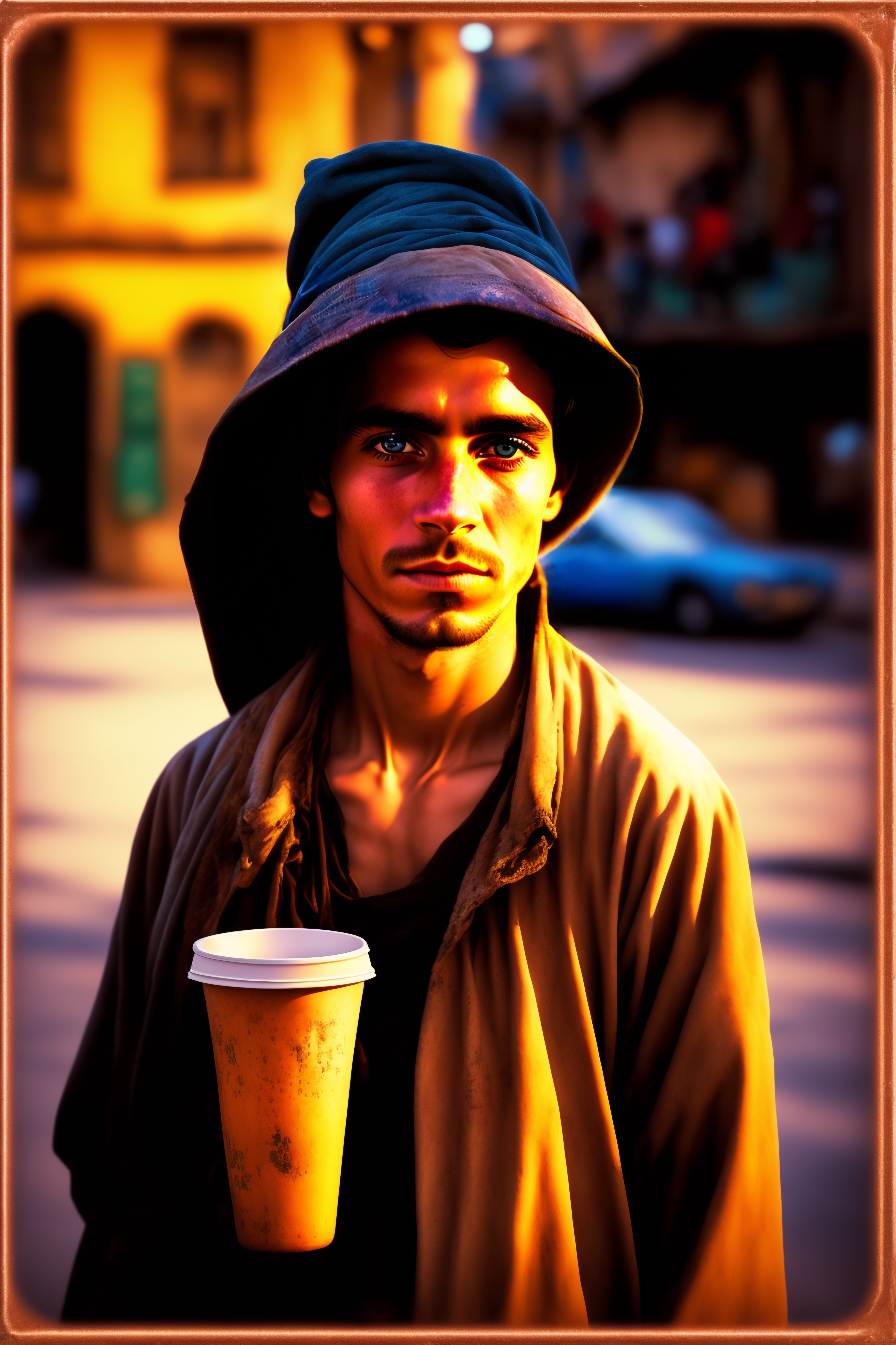 Lexica - Picture of a white 25 year old street beggar, with a dirty ...