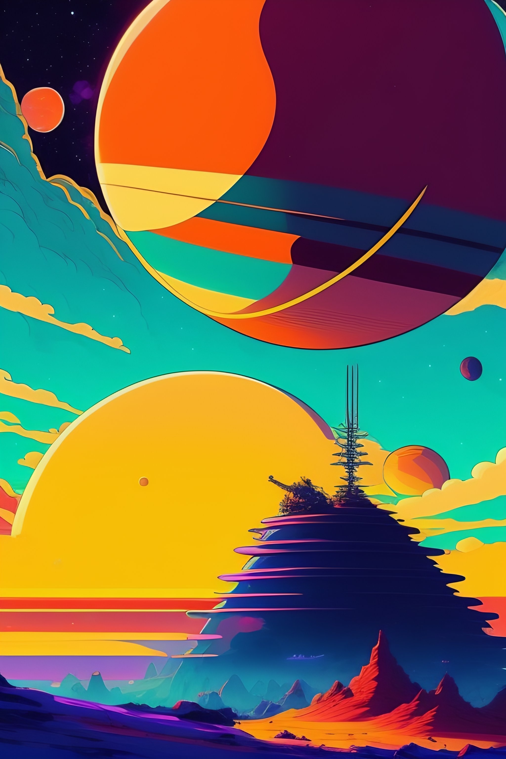 Lexica - 70s cartoon style photo of a huge savage skeleton in space ...