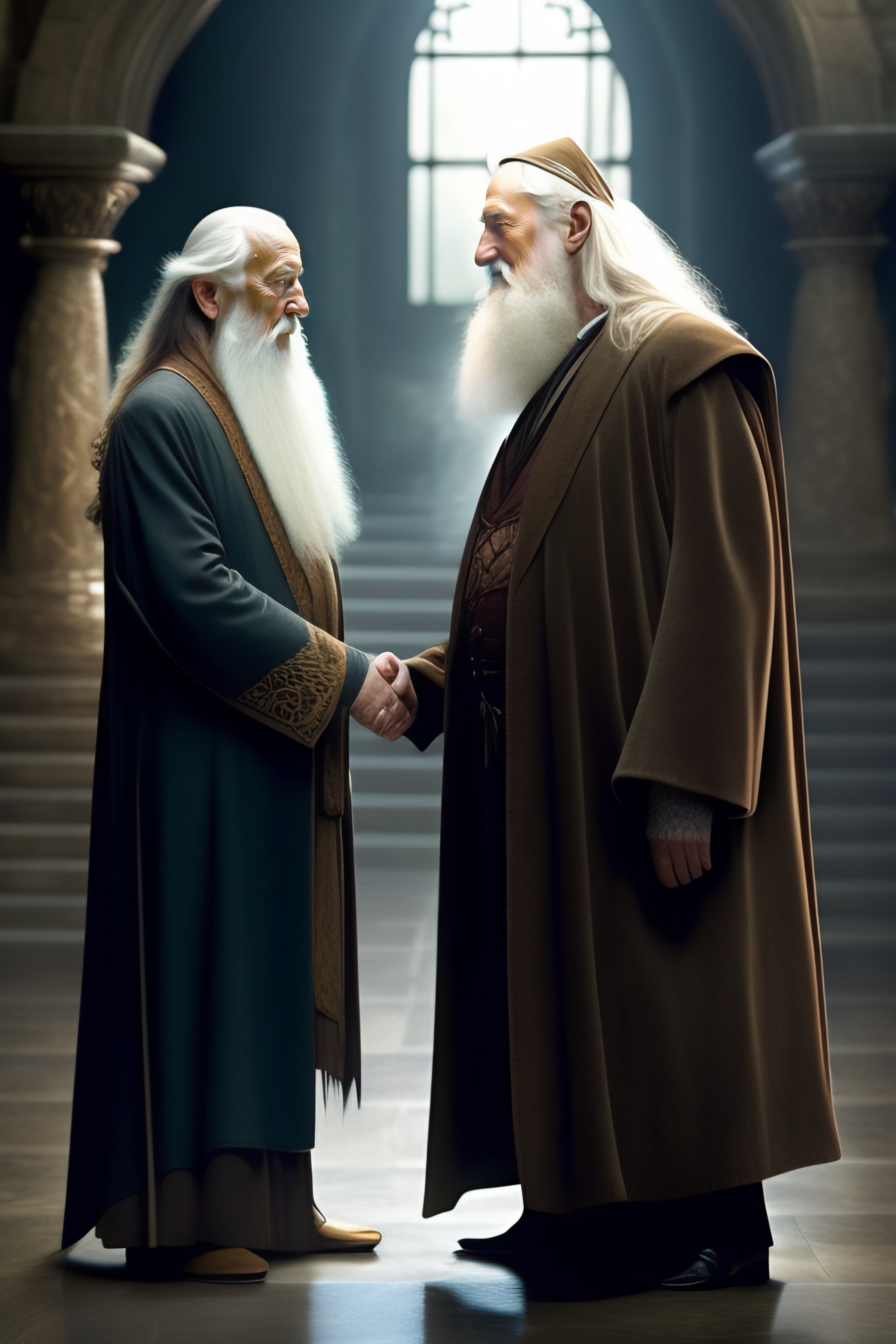Lexica - Dumbledore and Gandalf standing front to each other, little ...