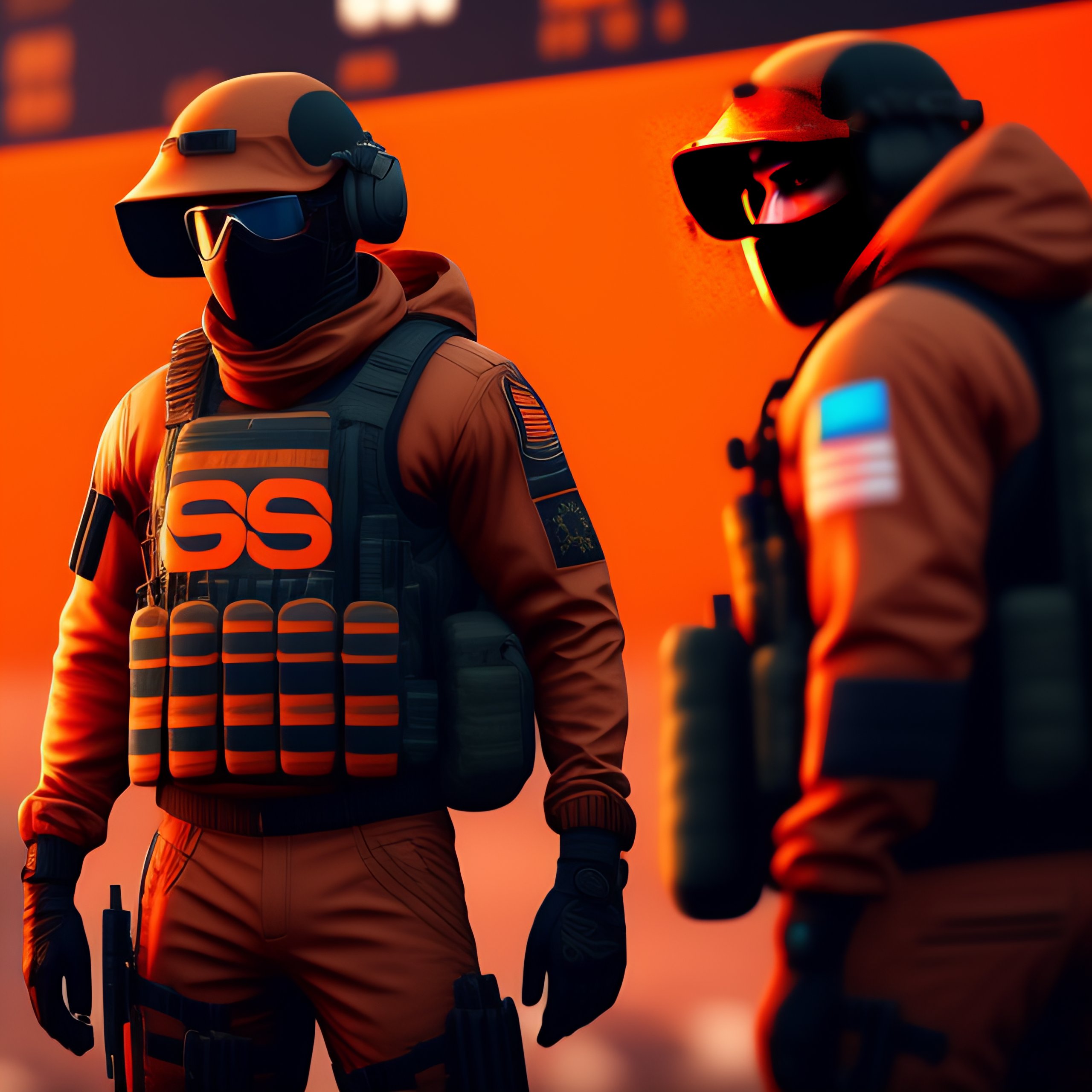 Lexica - CS-GO man anti-terrorist skin, hollographic orange details ...