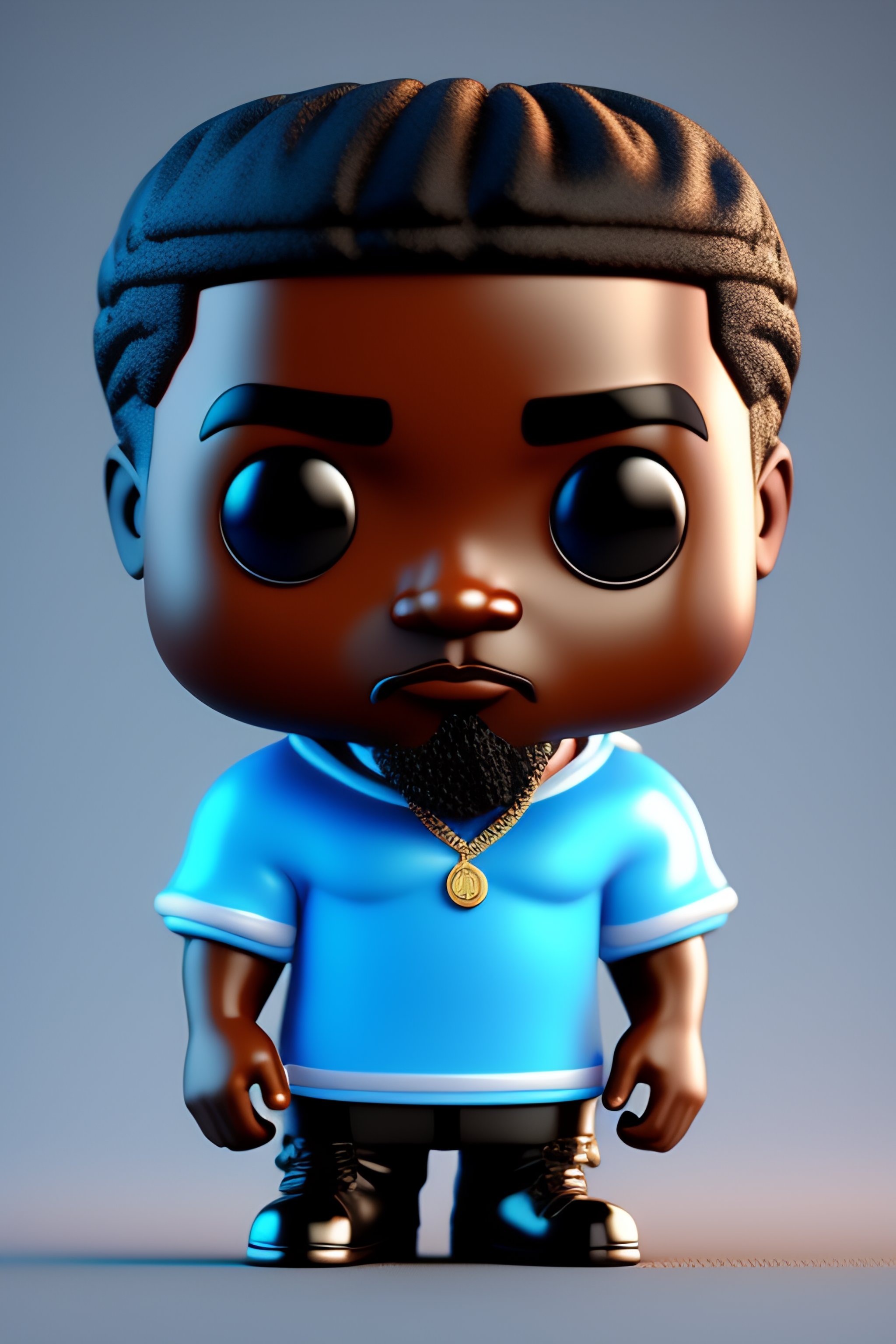 Lexica - 3d render of funko pop rappers light guy blue eyes a little ...