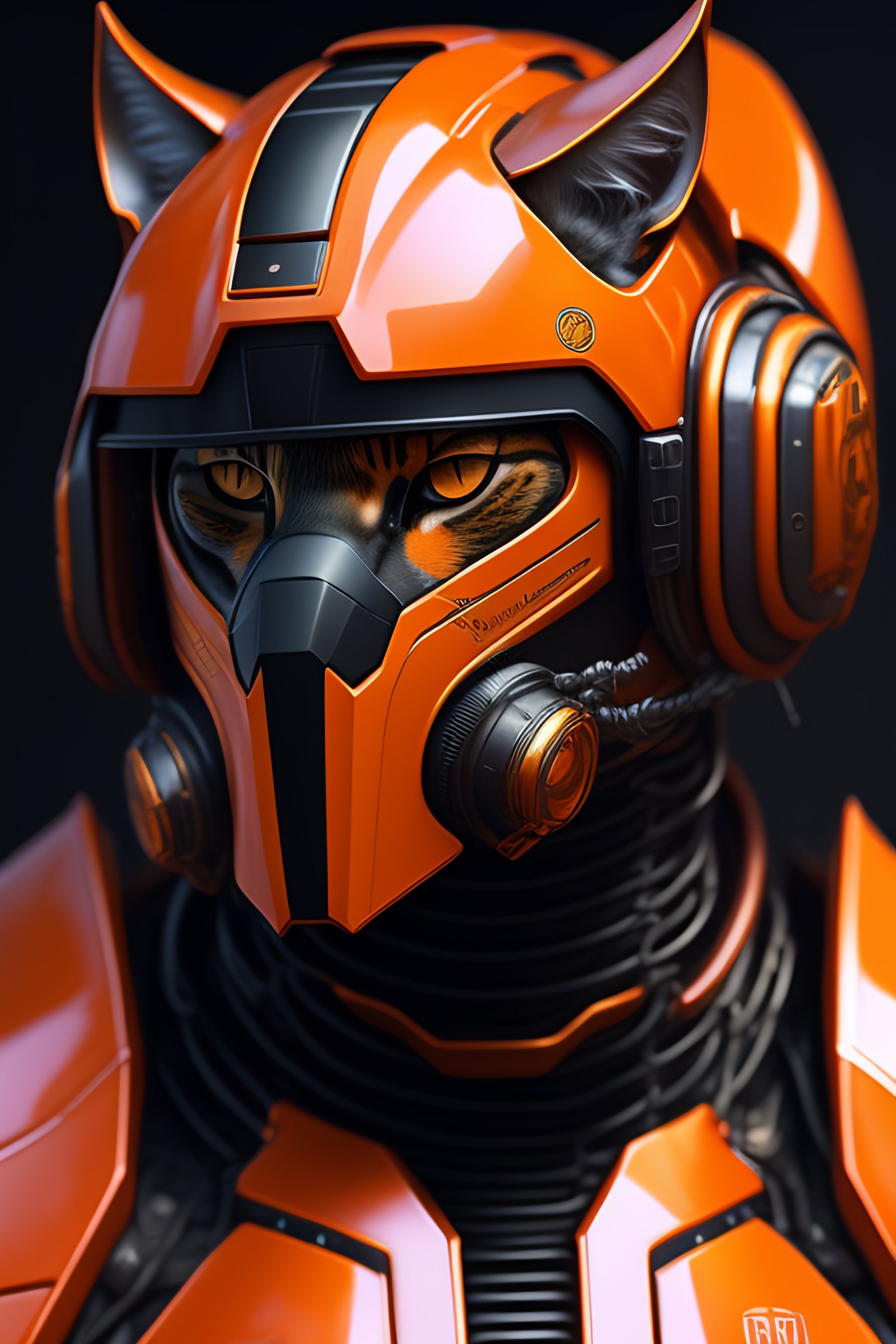 Lexica - Orange cat with while chest as the doomslayer, realistic scifi ...