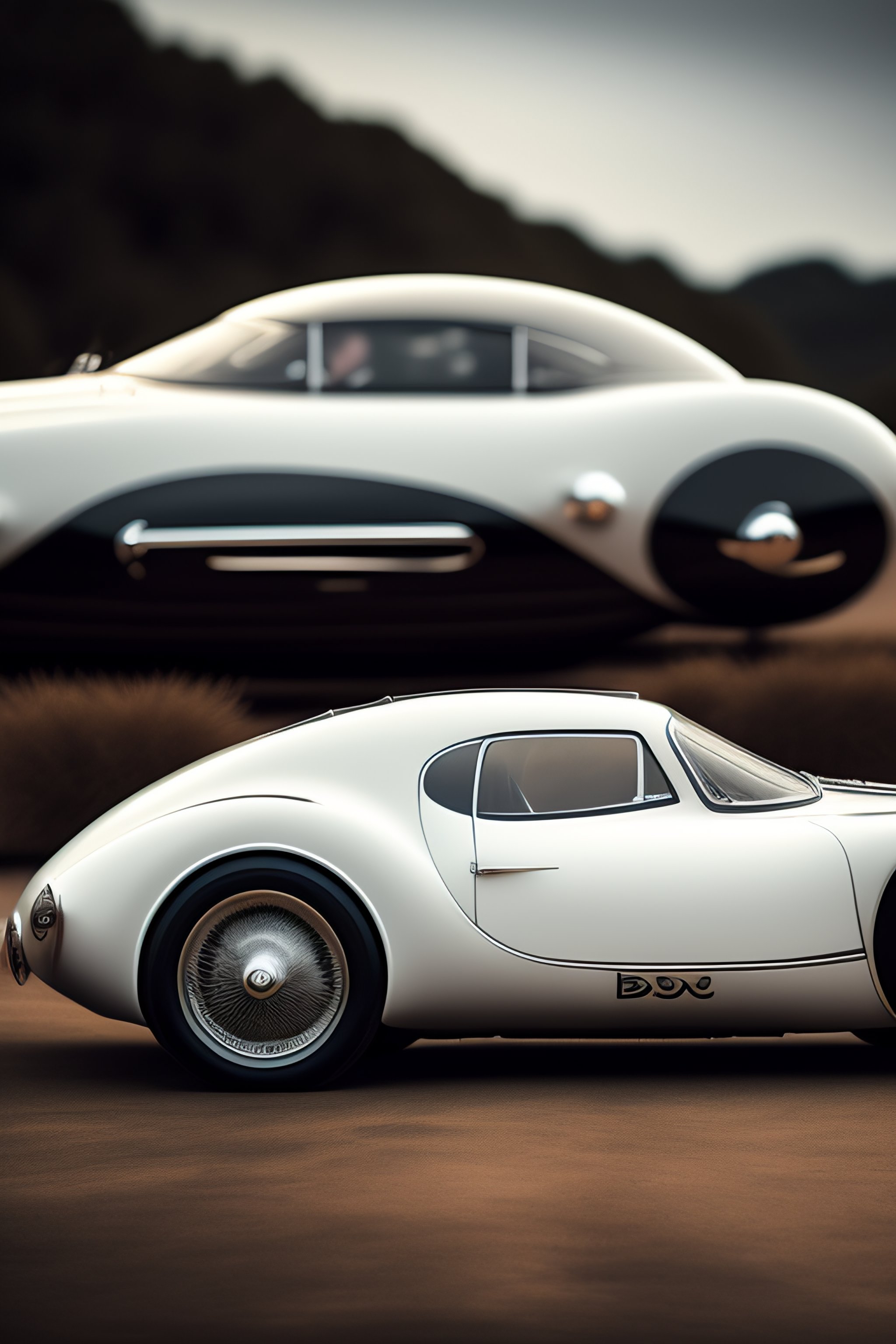 Lexica - Surrealistic, bugatti Hero, central, matte white, 8k, vintage