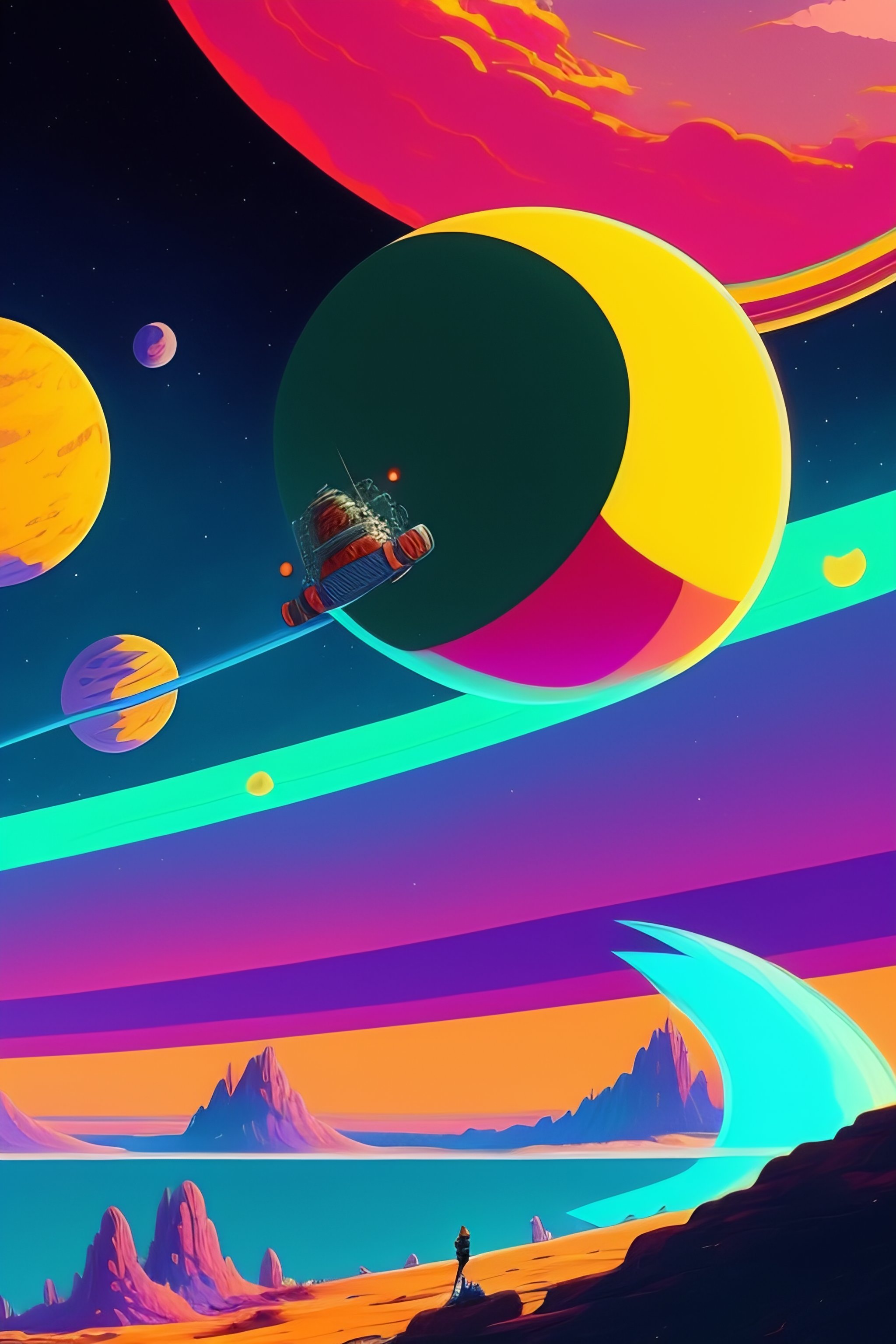 Lexica - 70s cartoon style photo of a huge savage skeleton in space ...