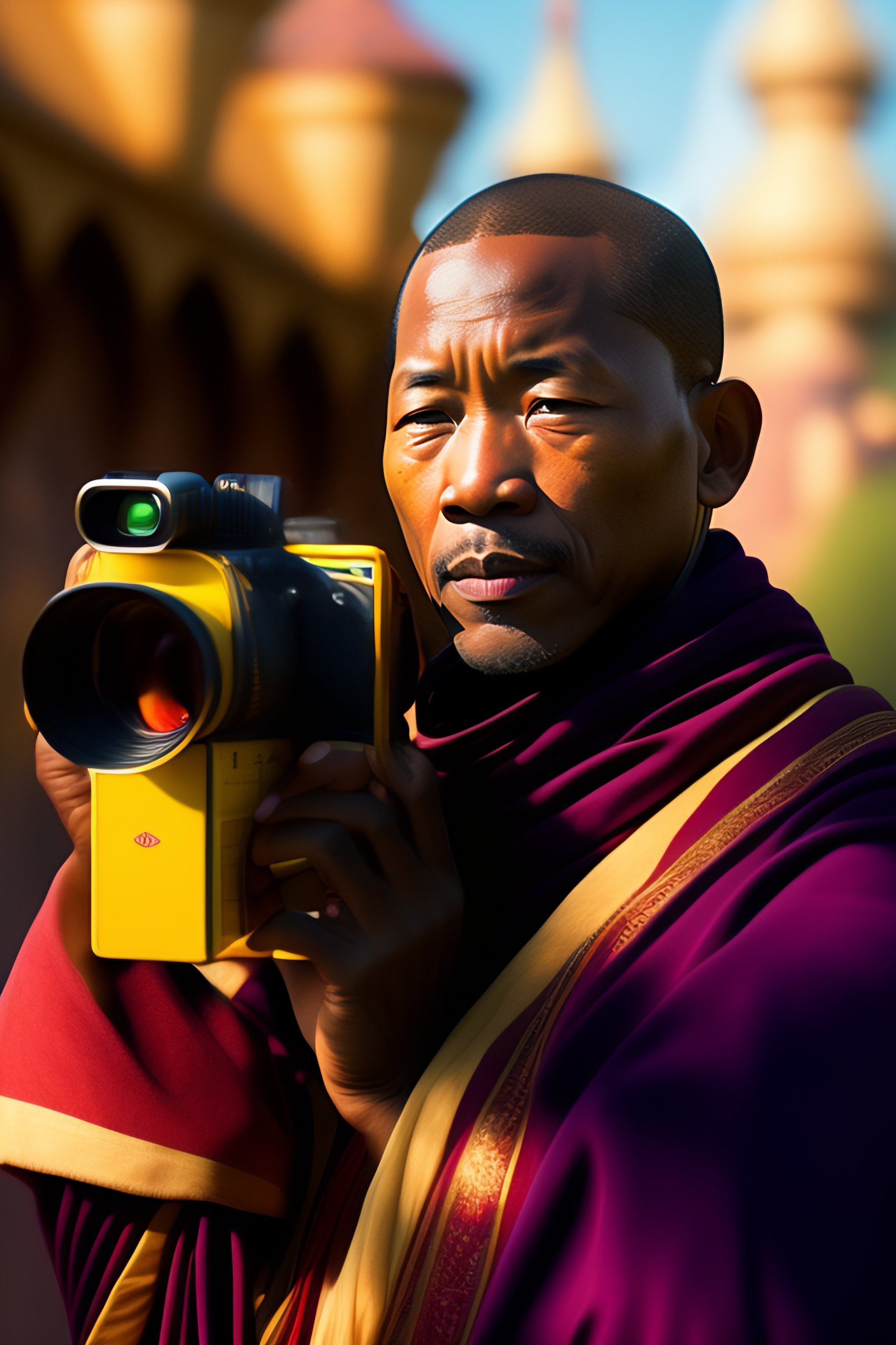 Lexica - Monk with a camera, disney, pixar