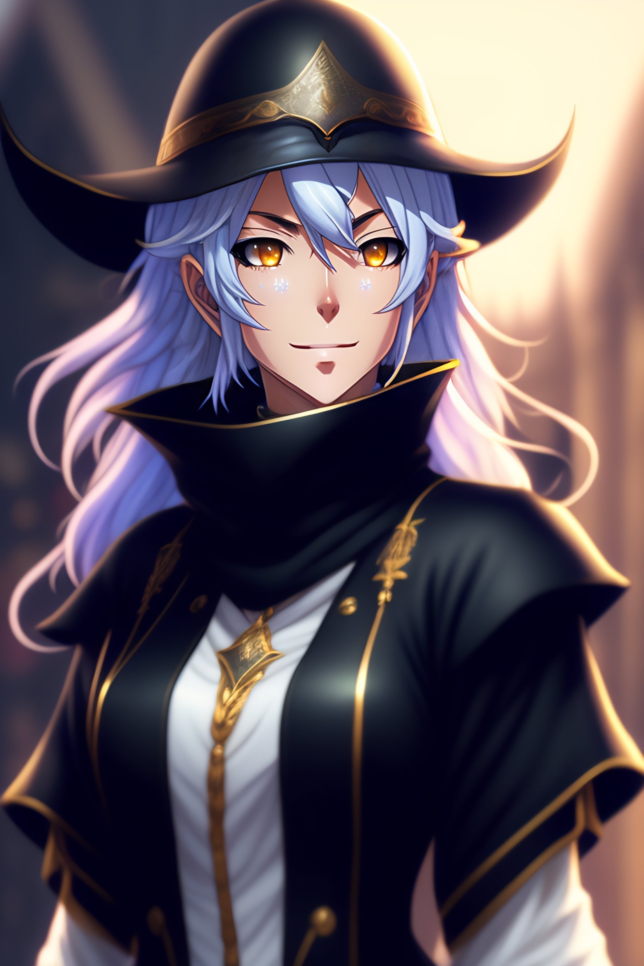 Lexica - Anime, mage, black mage hat, silver hair, High quality, high ...