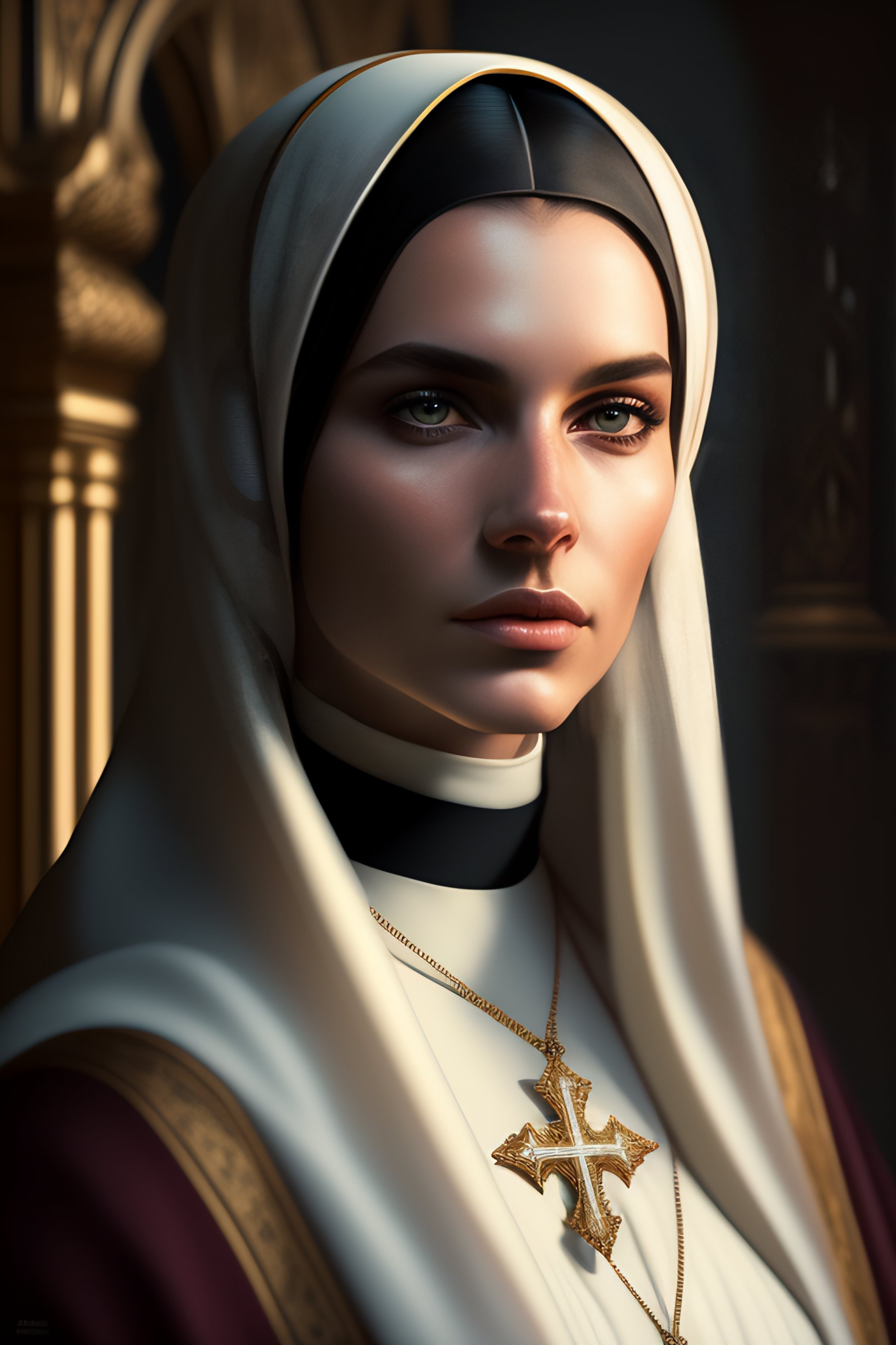 Lexica - Portrait of a domestic cat as nun, bible, church, wearing ...