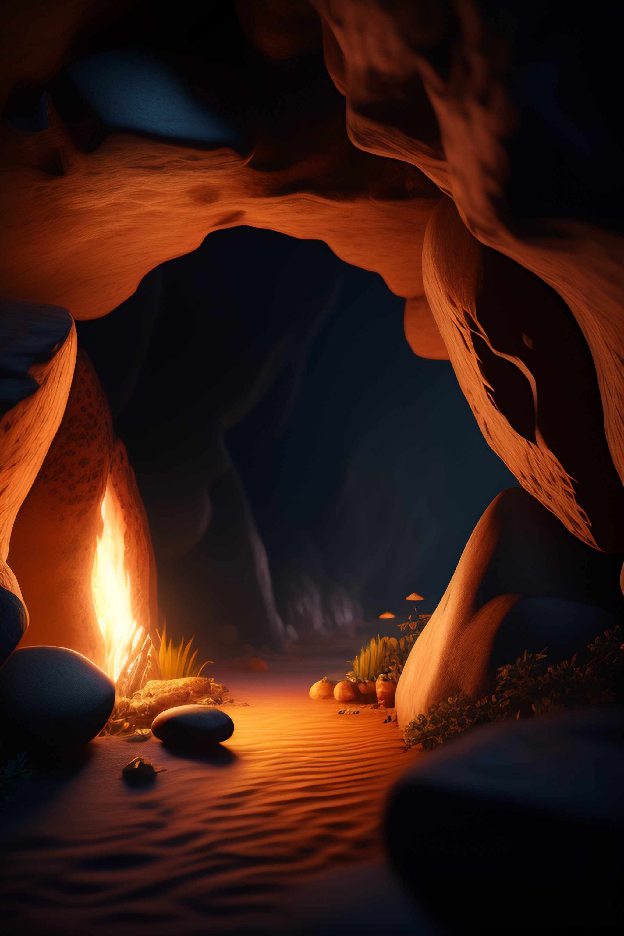Lexica - Cave, inside the cave spiders running , 4k , illumination ...
