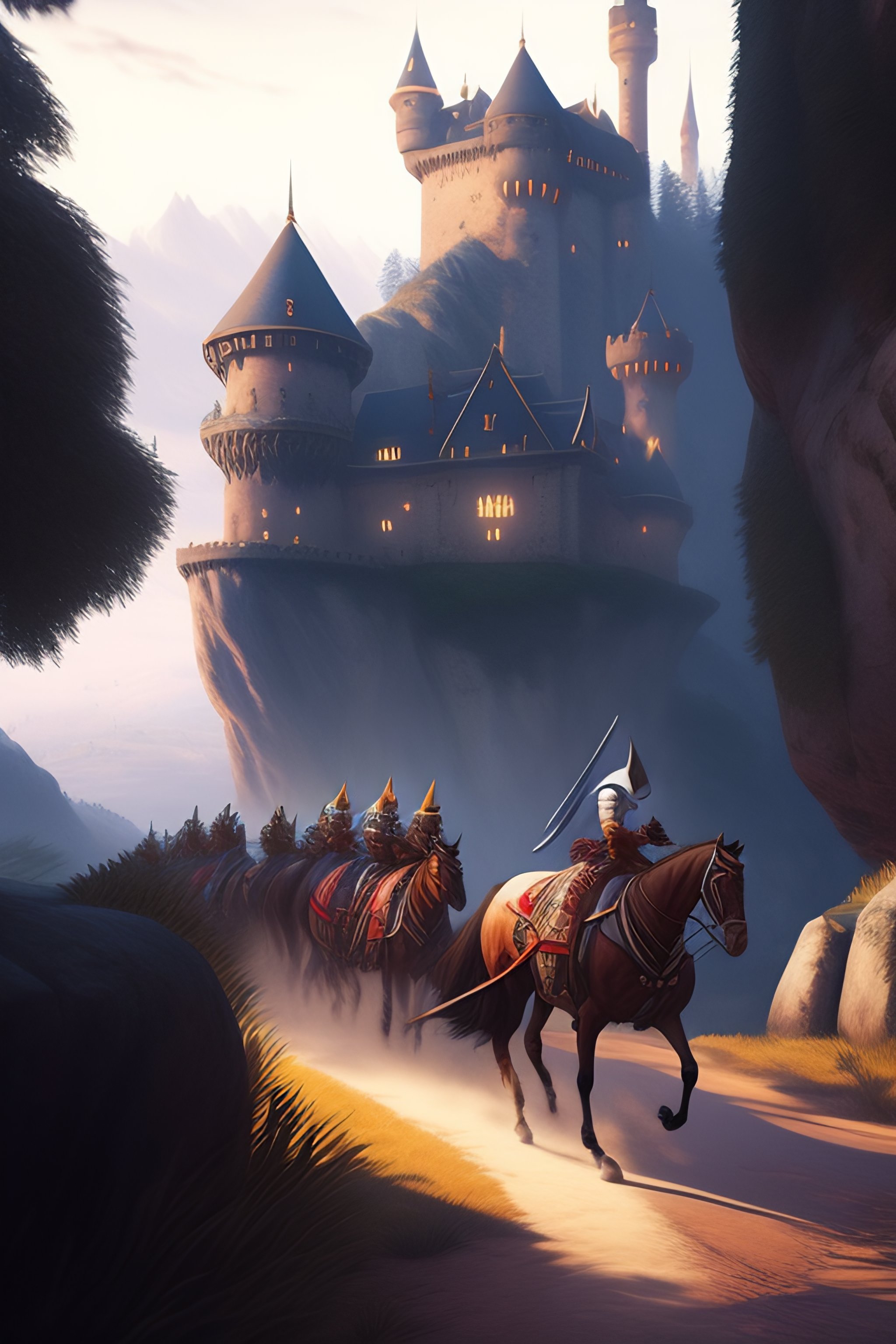 Lexica - Medieval knights running to a castle painting in gta v ...