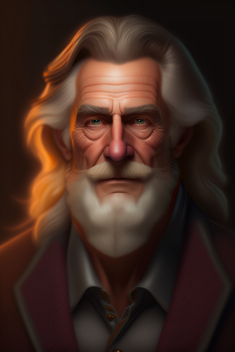 Lexica - A realistic wise old man in his 50's with full hair and a little smirk on his face in a ...
