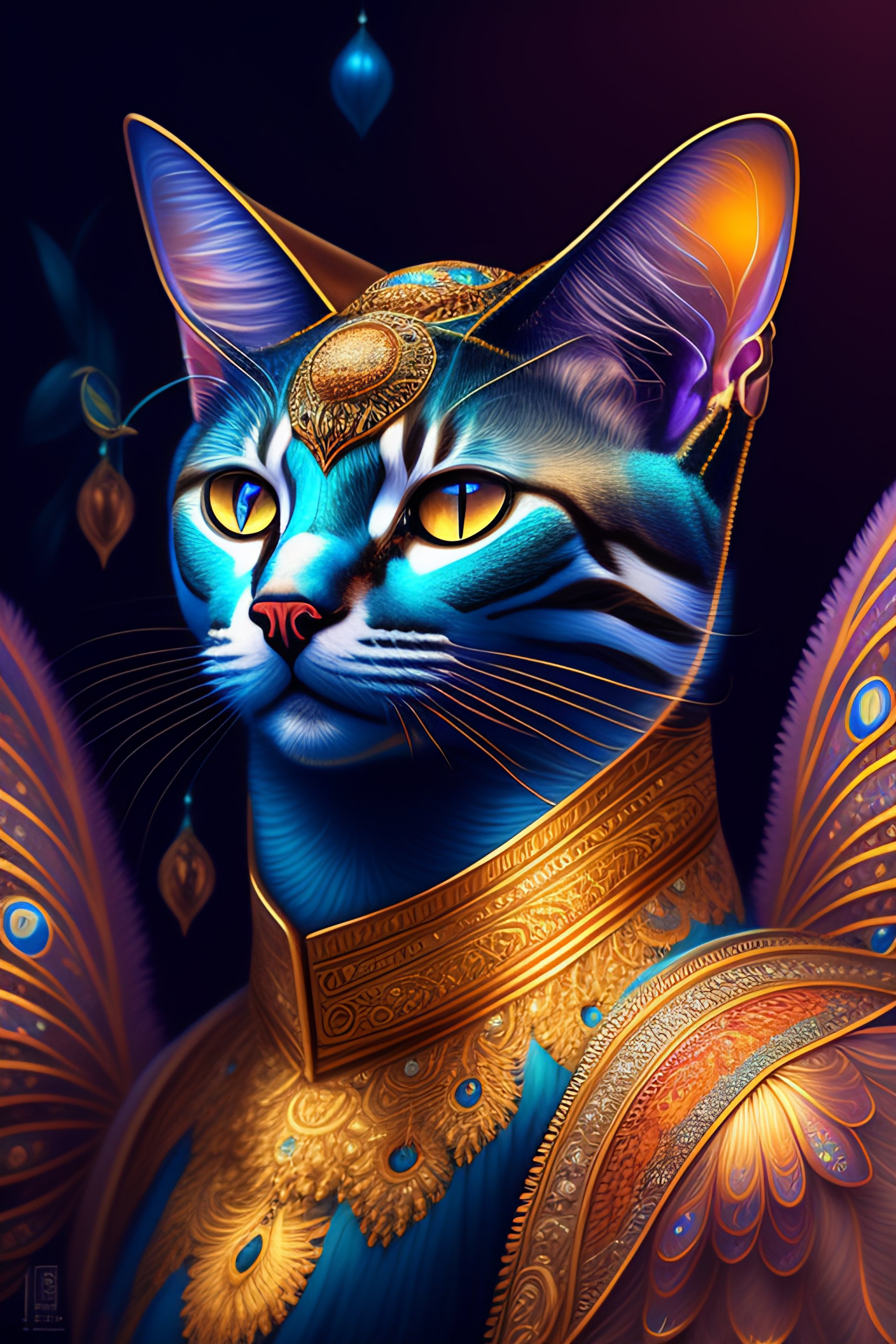 Lexica - Centered detailed portrait of a masked cat earing a venetian ...