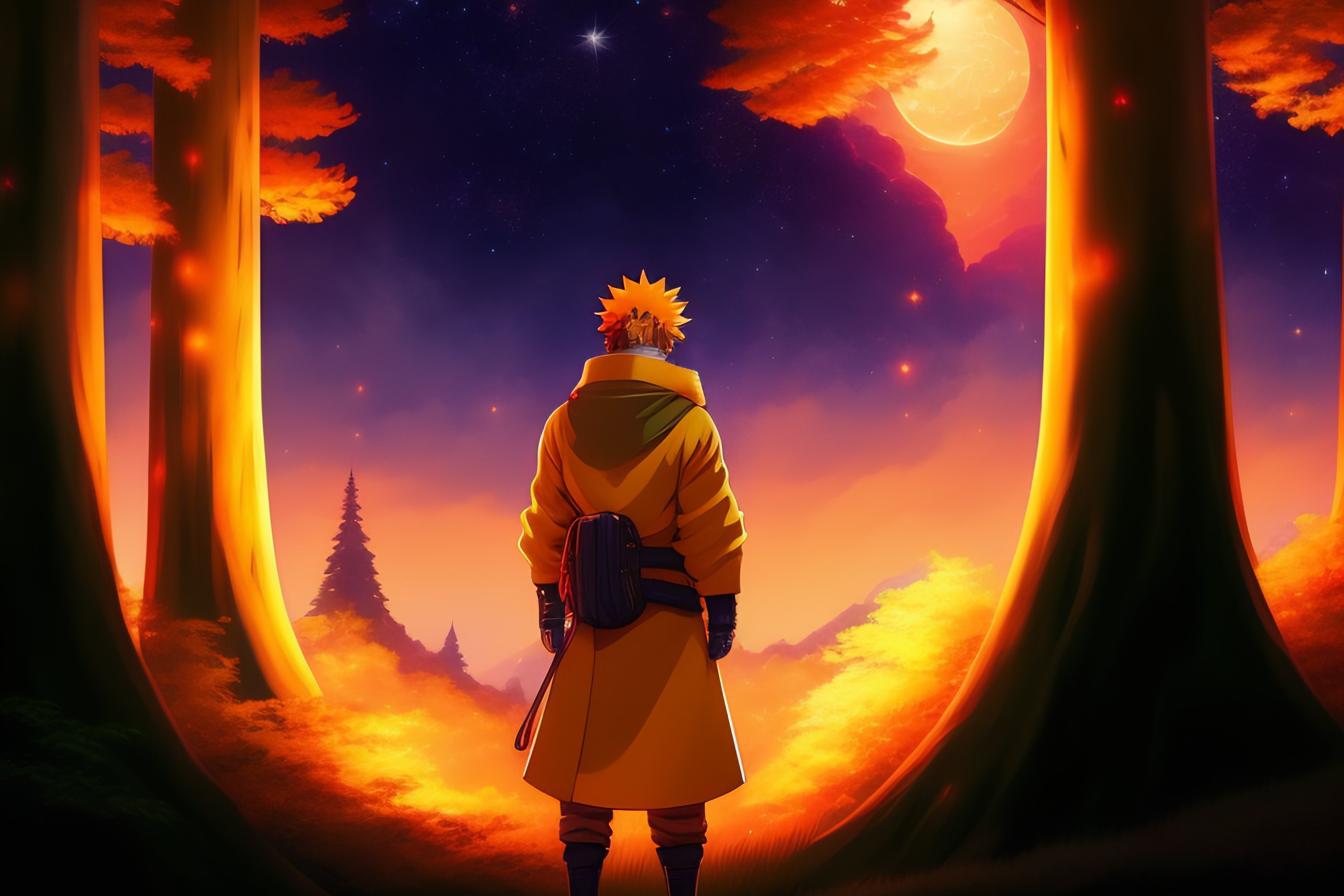 Lexica - Illustration of Naruto Uzumaki watching the stars laid down ...