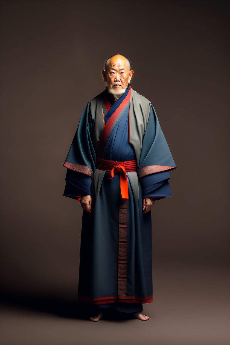 Lexica - A full body portrait of an old Japanese monk looking straight ...