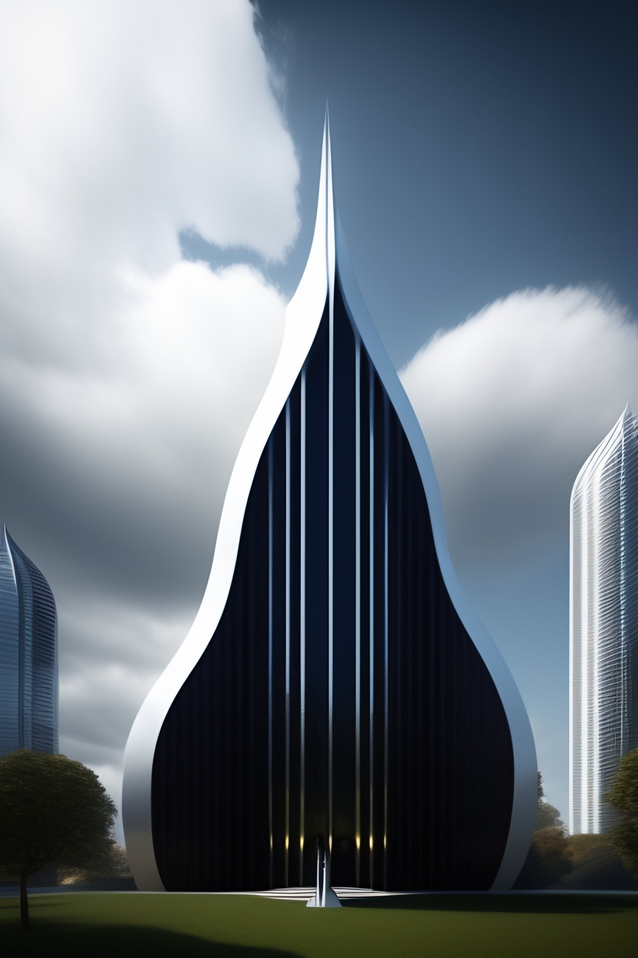 Lexica - Gothic church tall building, zaha hadid style