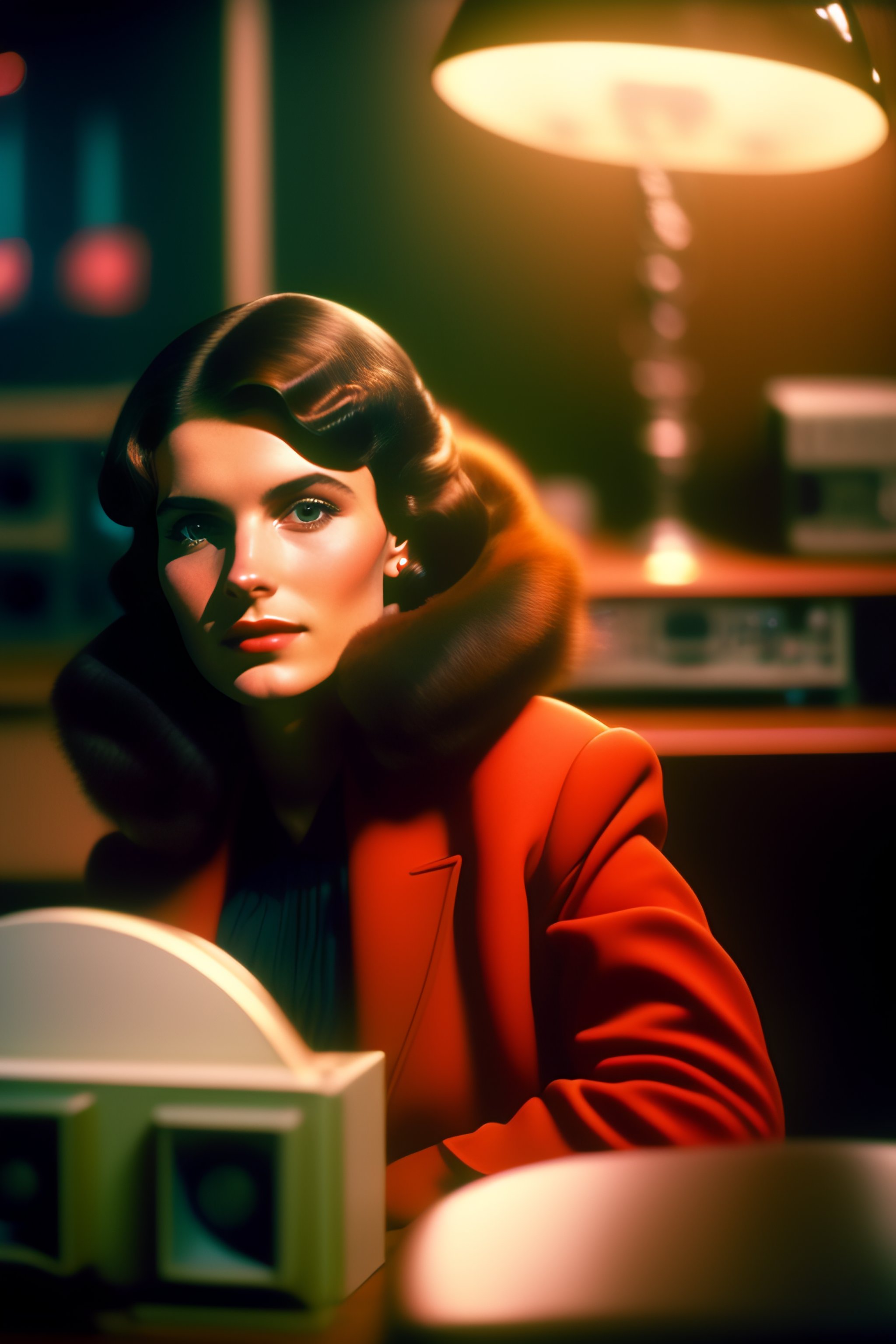 Lexica - A Soviet girl sitting in a chair in front of a soviet computer ...