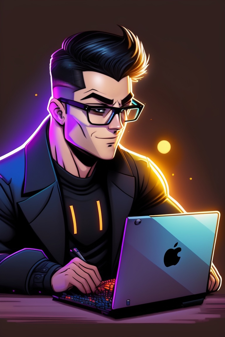 Lexica - A web developer with black hair down to his shoulders and ...