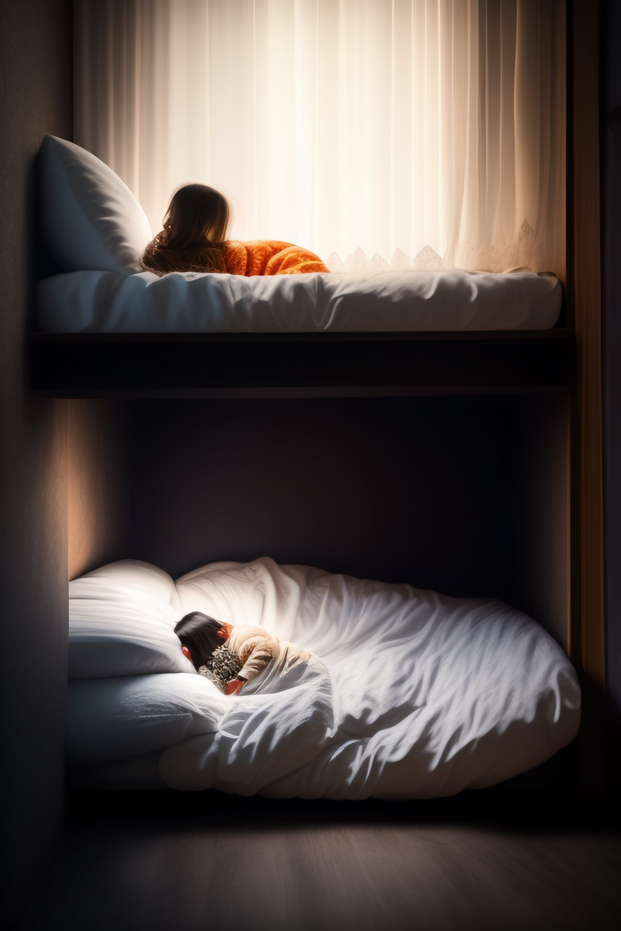 Lexica - A girl sleeping in bed, shadow of a goat-legged demon watching ...