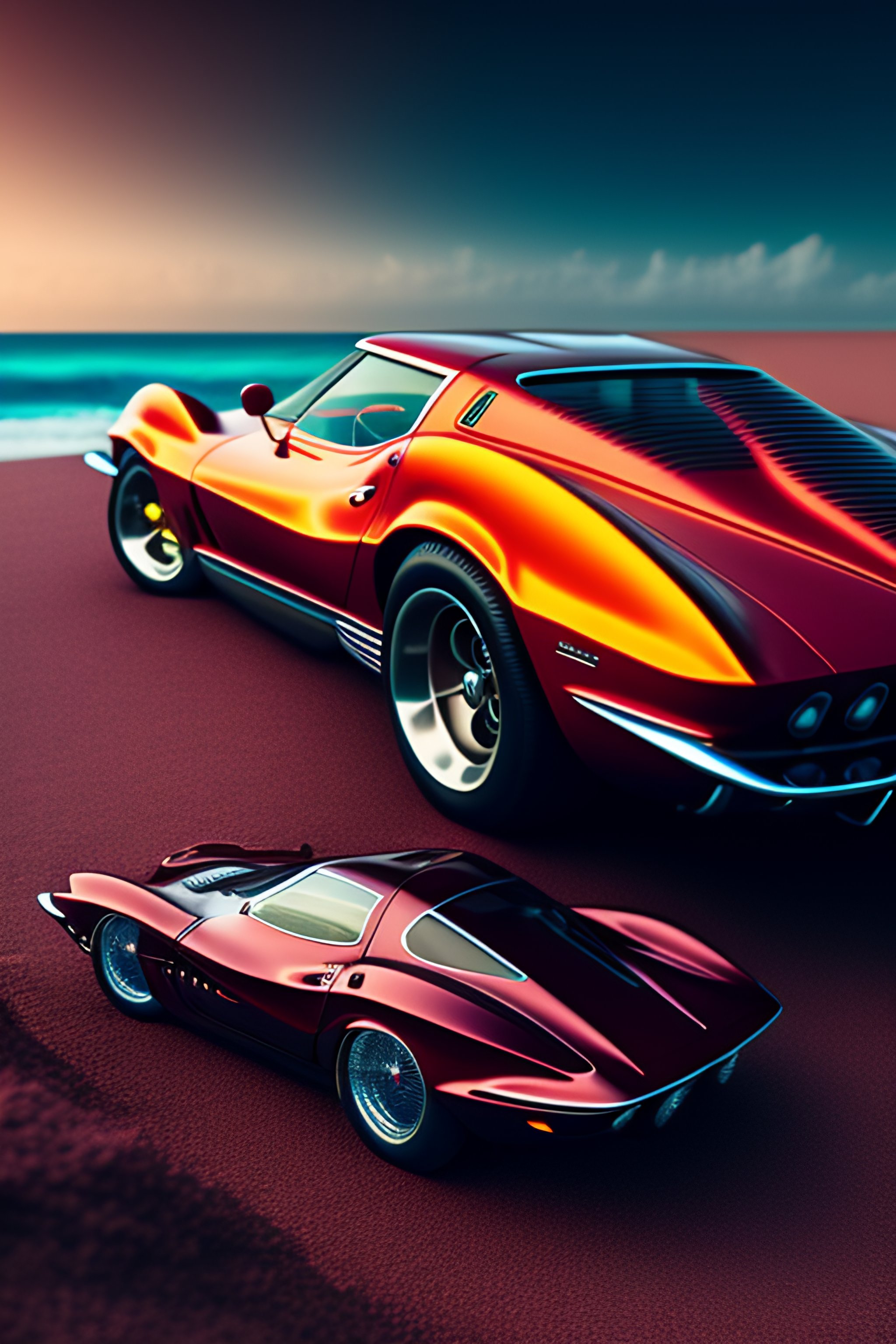 Lexica - Burgundy C3 Corvette, underwater, sitting on ocean floor ...