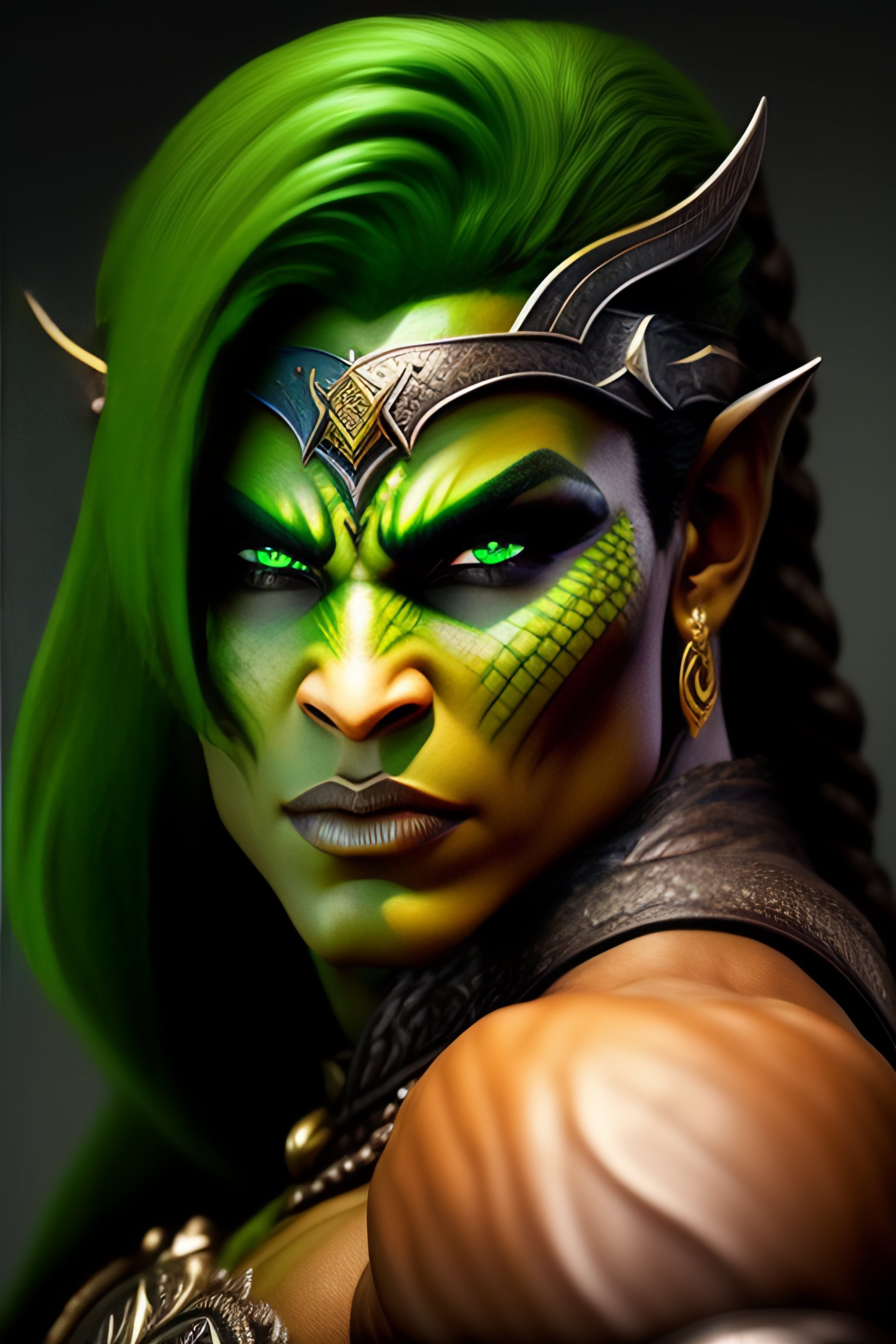 Lexica - Half orc, green eyes