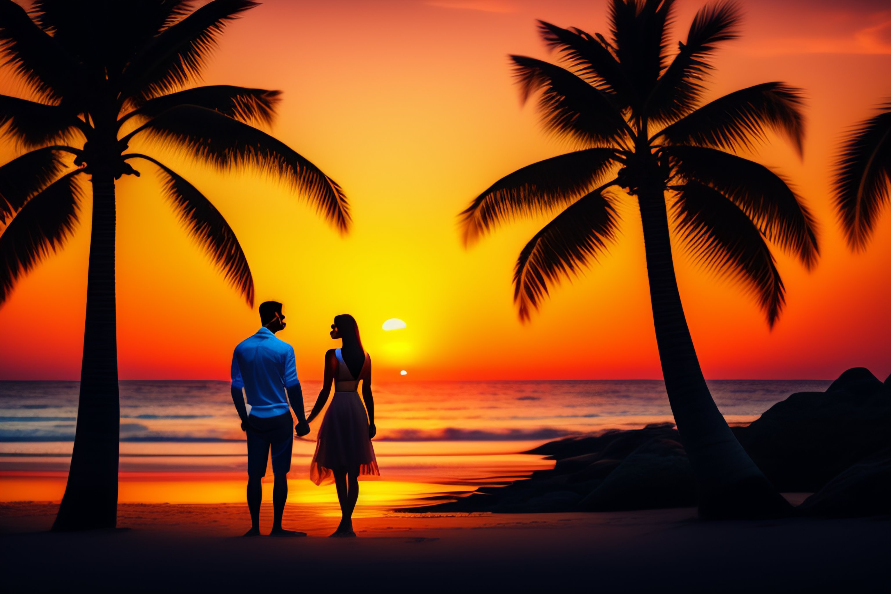 Lexica - A man and a woman having a romantic get together in a tropical ...