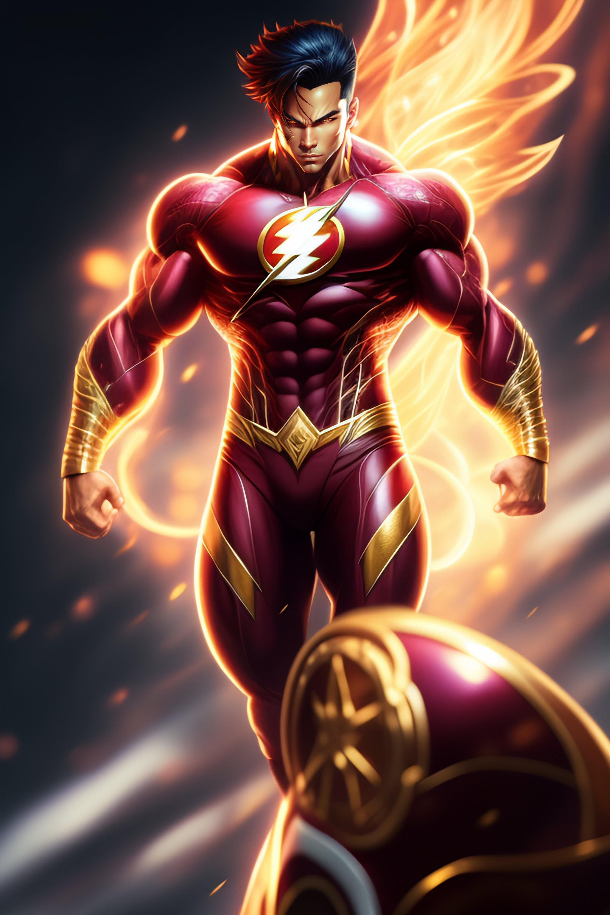 Lexica - Full body potrait of super muscular flash anime version ,full ...