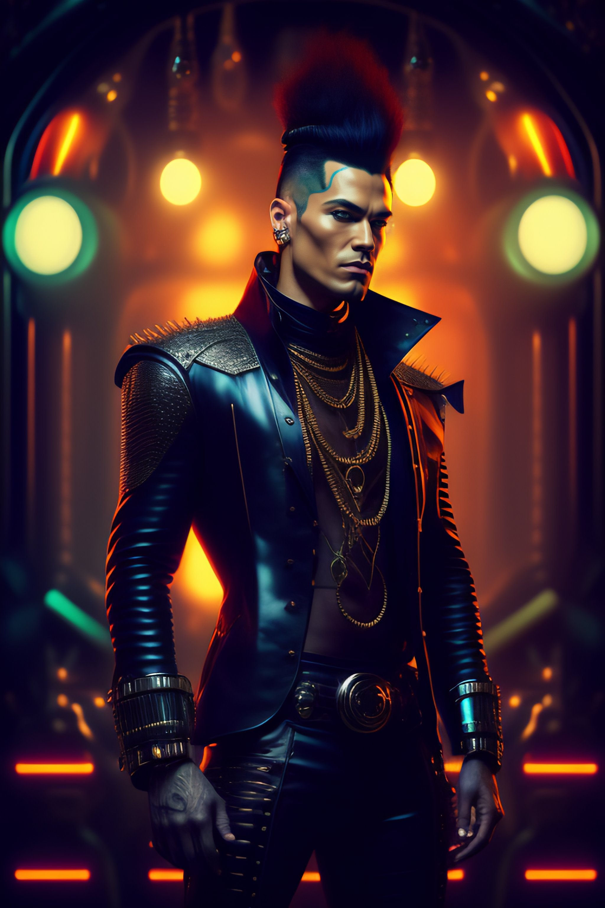 Lexica - Punk man biomechanical mixologist and retro futuristic 60s ...