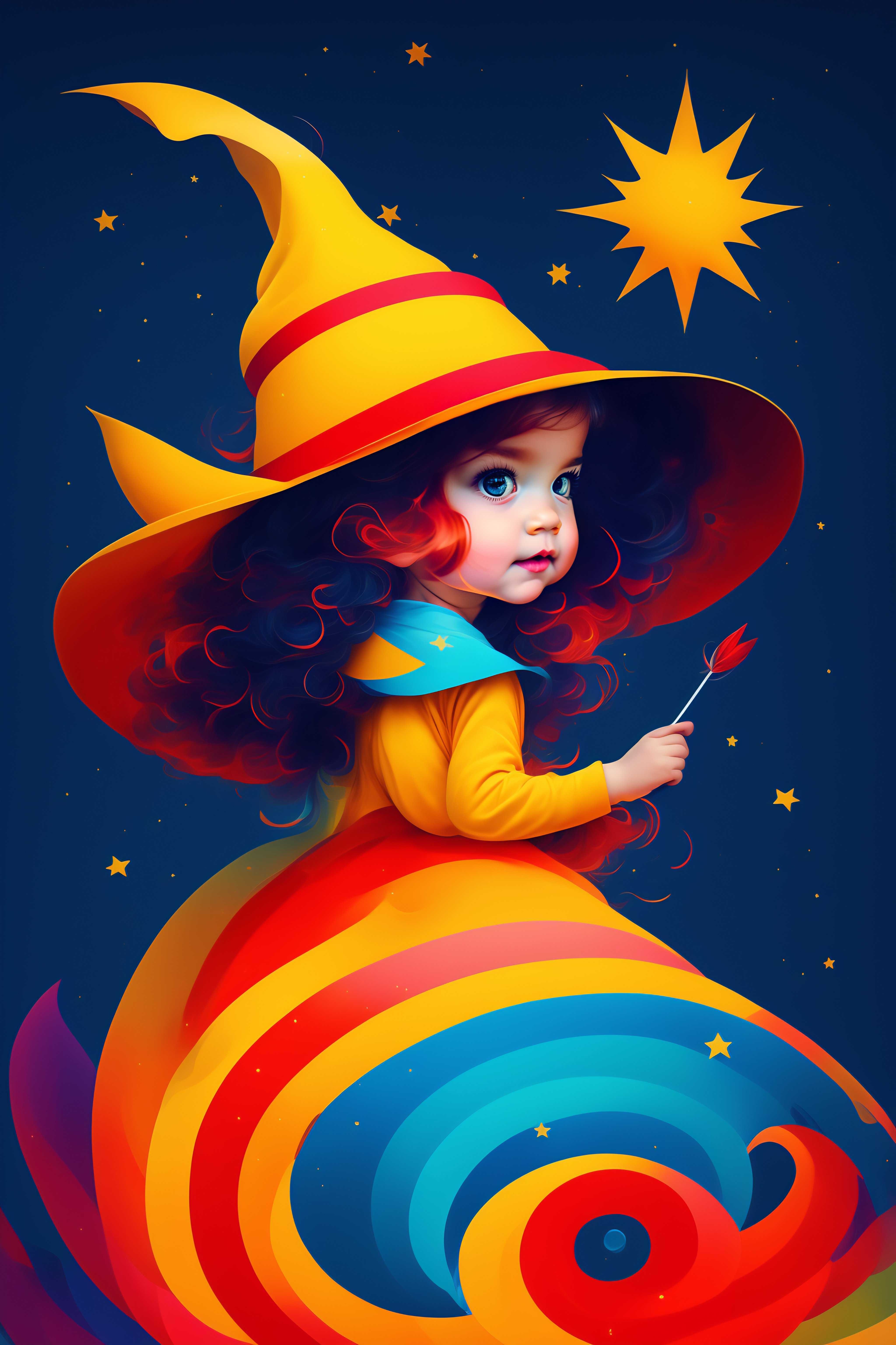 Lexica - Little witch explosion of primary color
