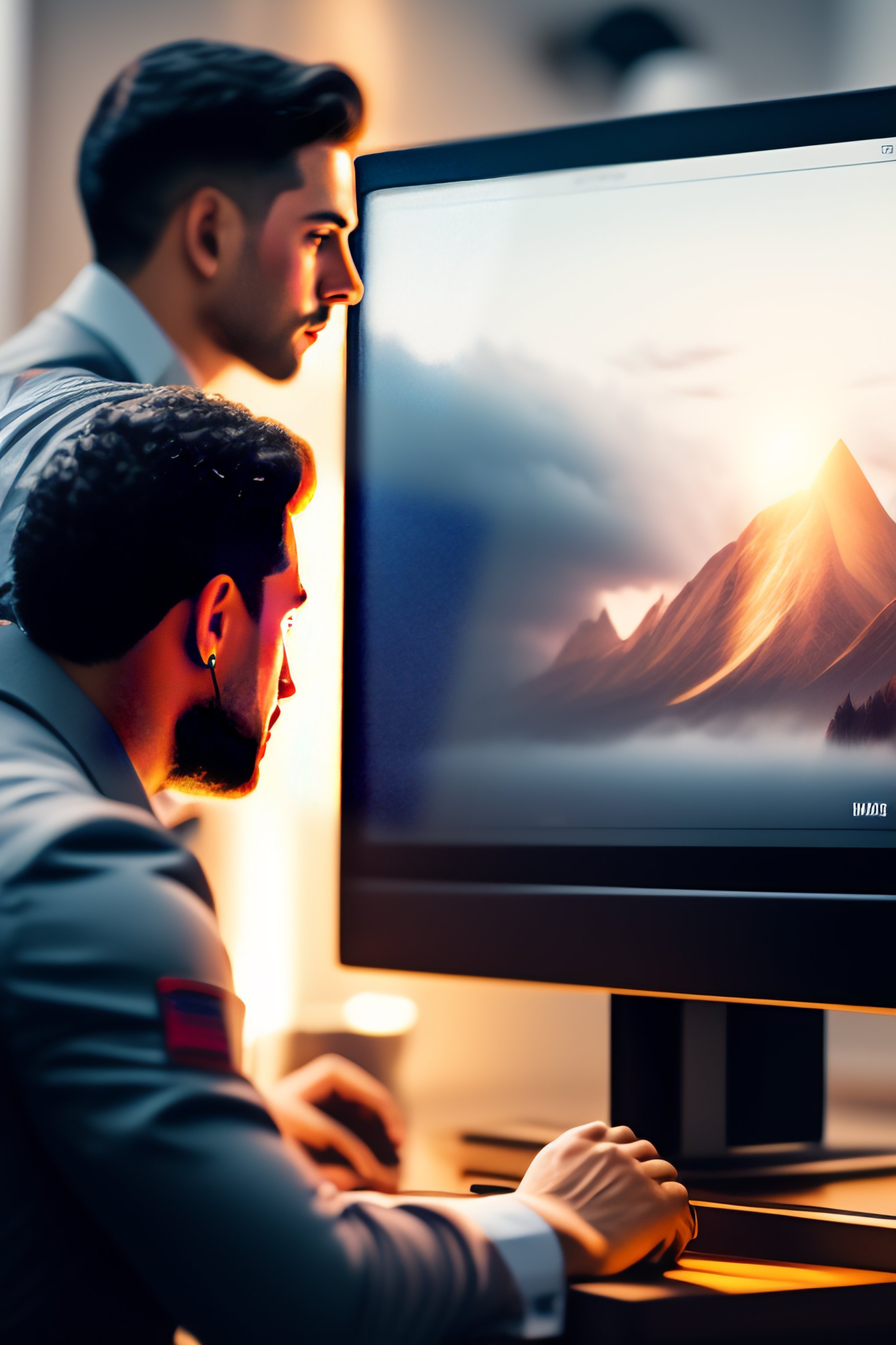 Lexica - Draw me a male person behind a computer.