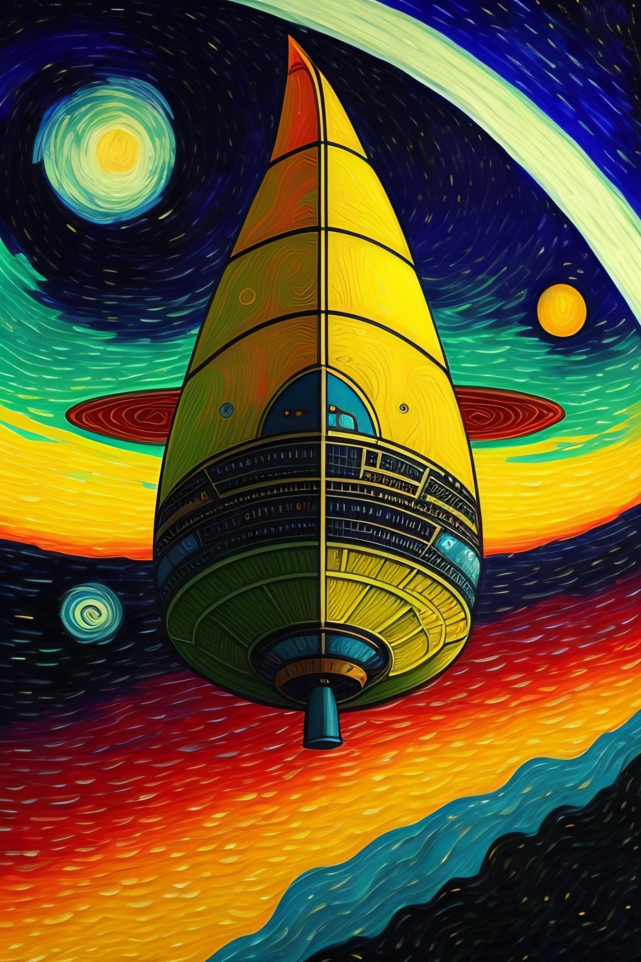 Lexica - Spaceship in van gogh style