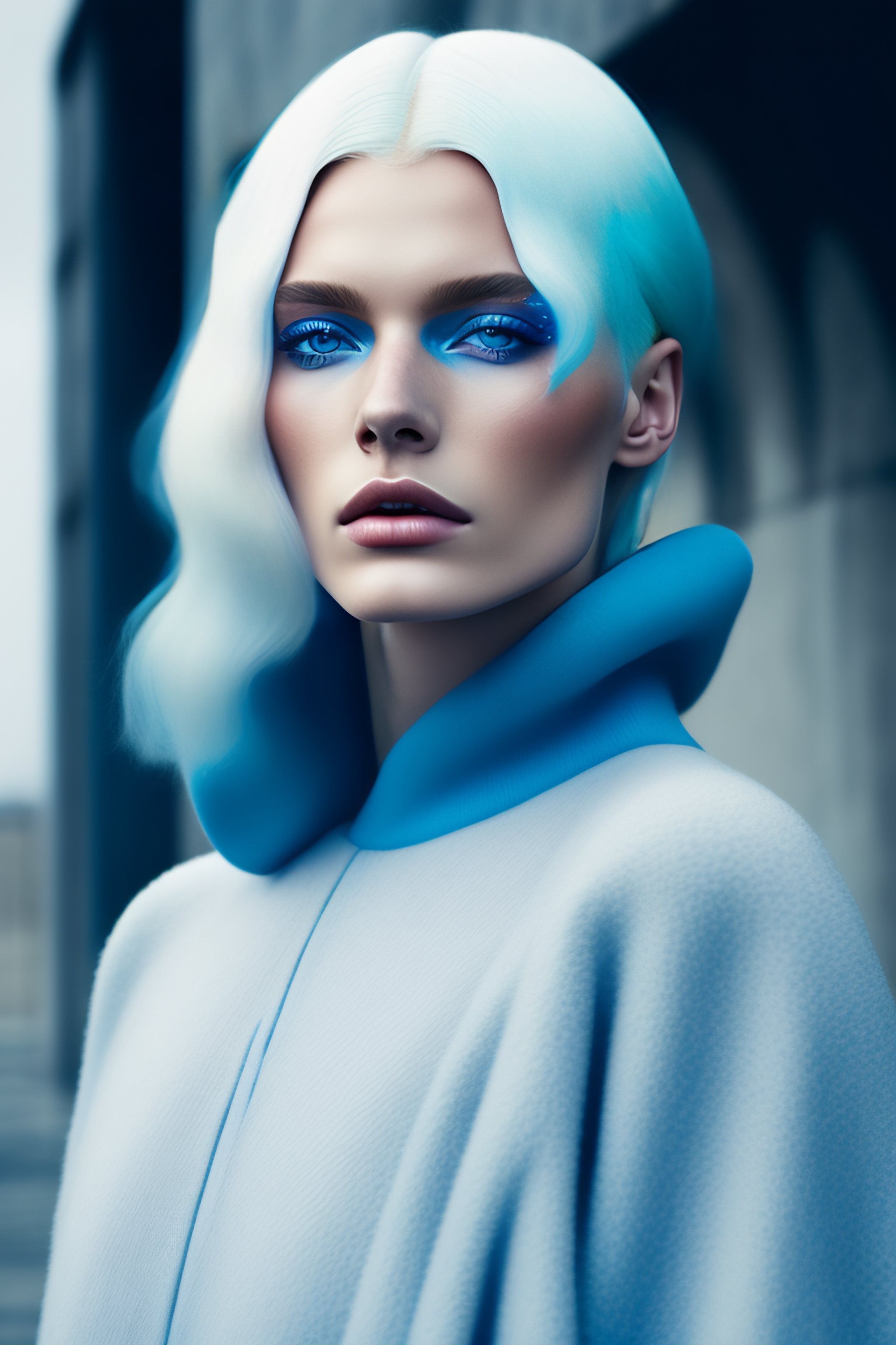 Lexica - Portrait of haute couture beautiful albino fashion model with ...