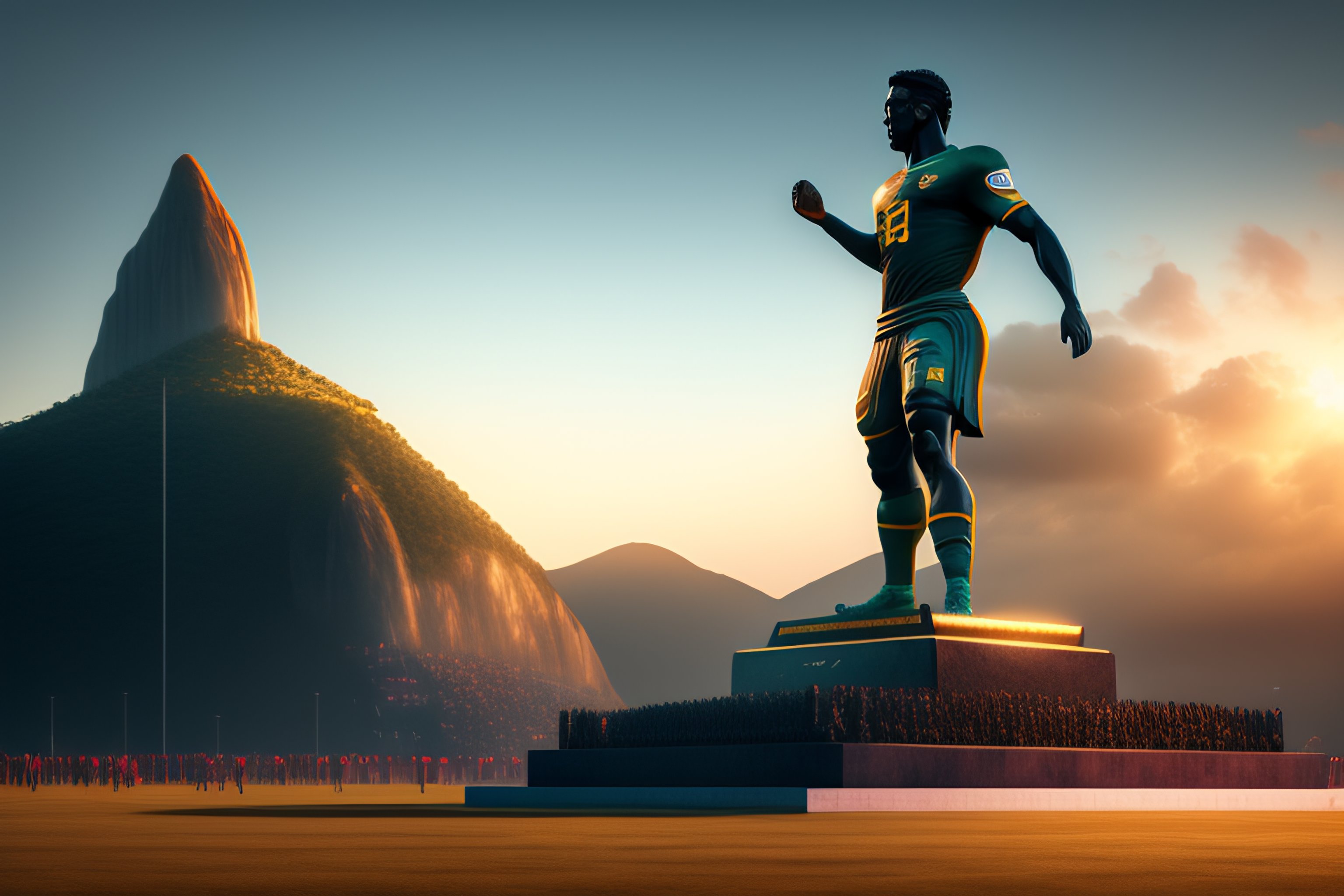 Lexica - Football player Pele statue size like Christ the Redeemer in ...