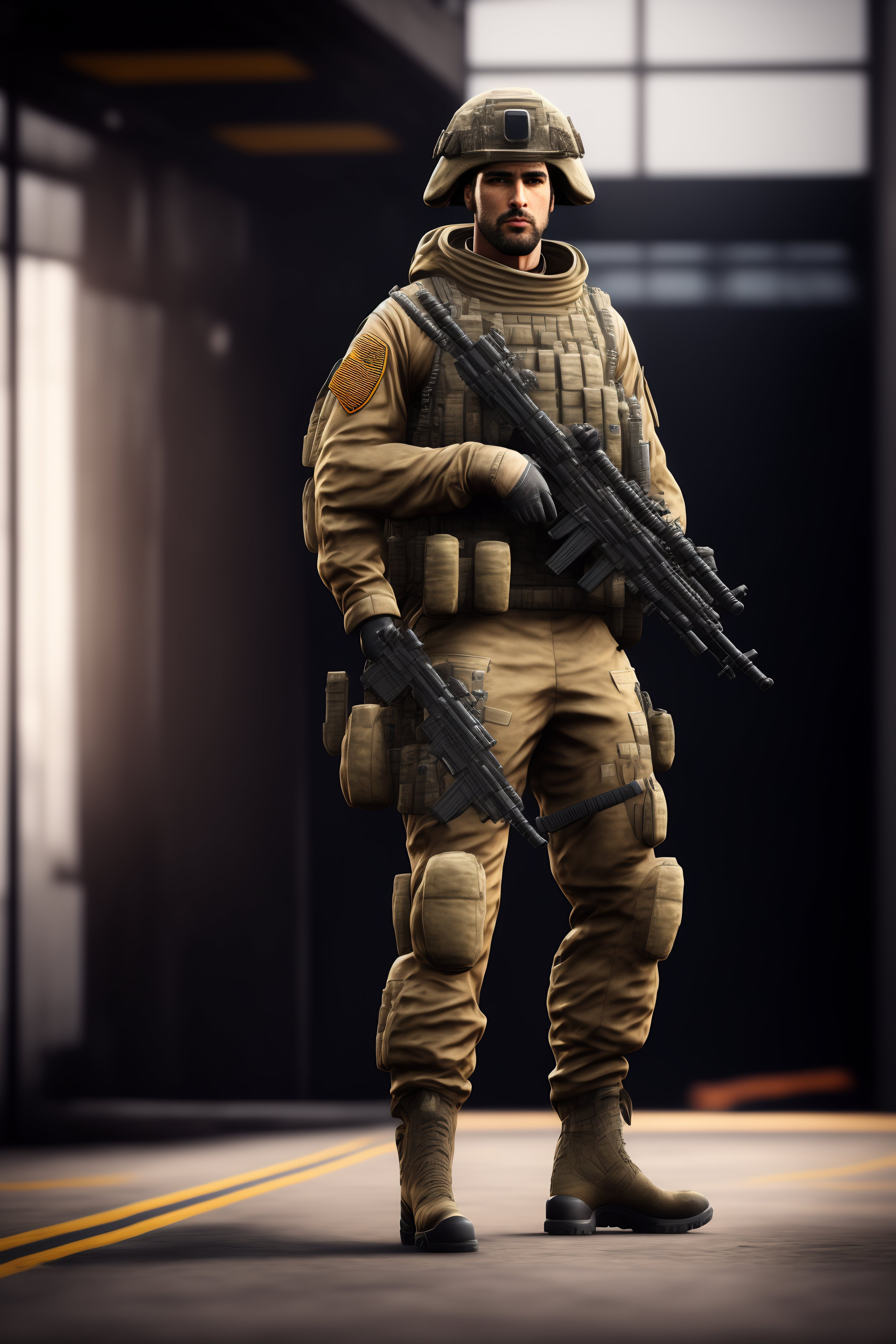 Lexica - Full body portrait, front facing, man, soldier, McMillan tac ...