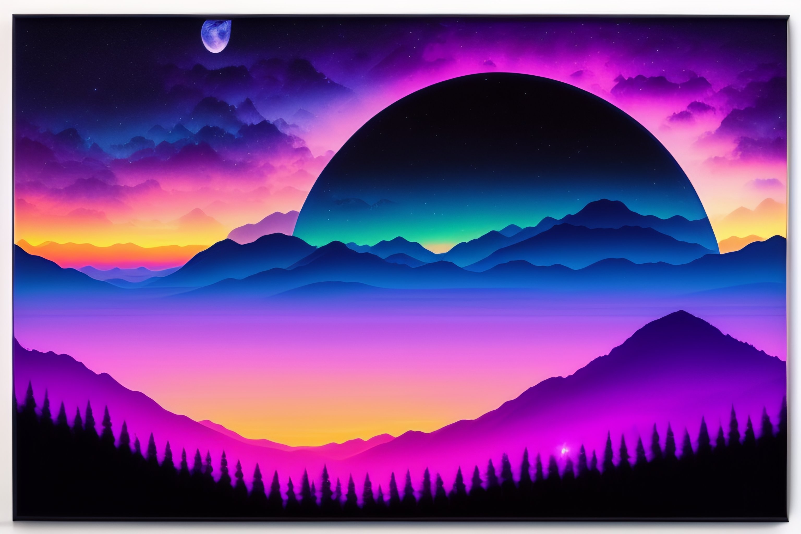 Lexica - Matte painting layered night sky. Comet in centre of night sky ...