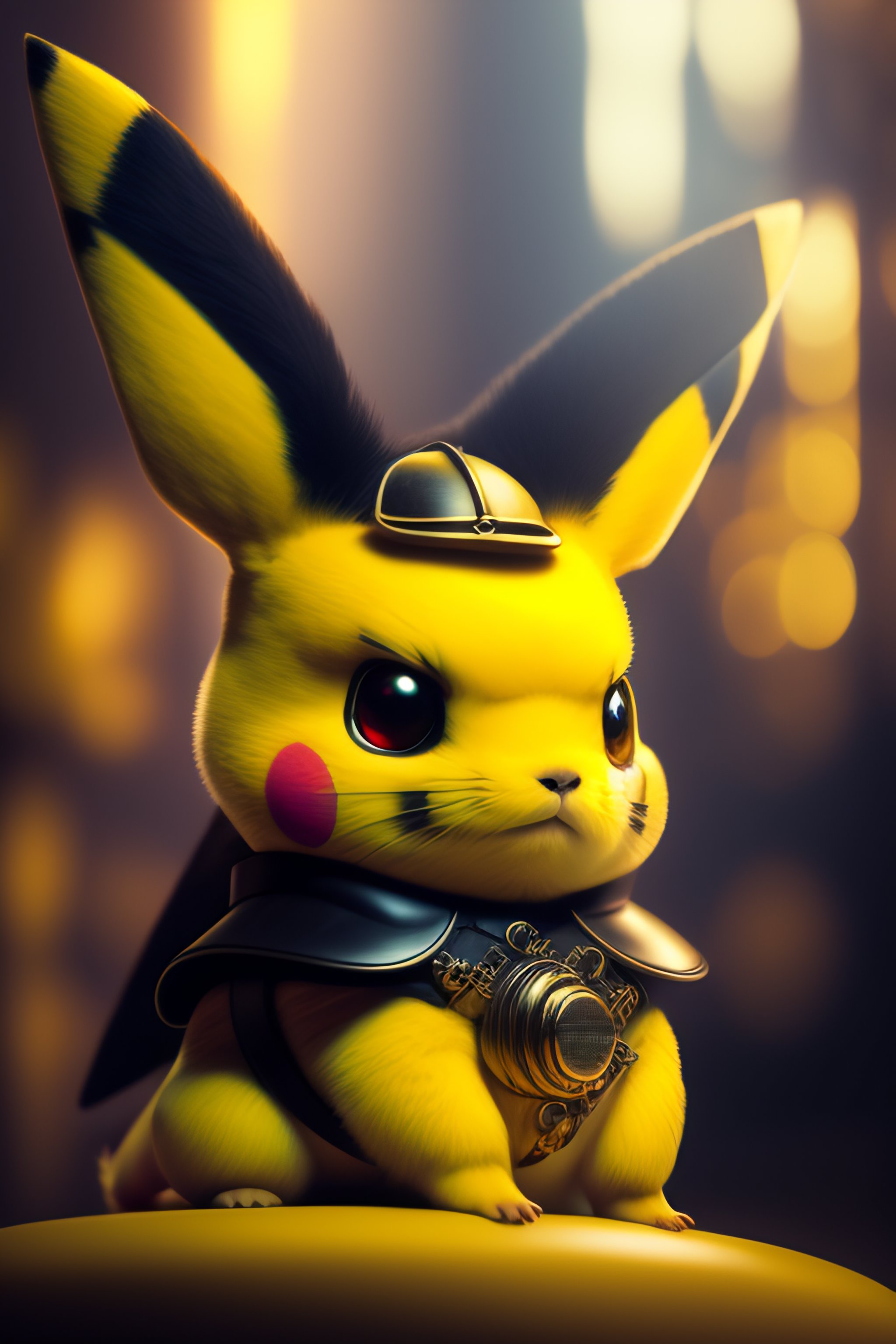 Lexica - Dieselpunk style pikachu, shoots yellow beams with eyes, 8k